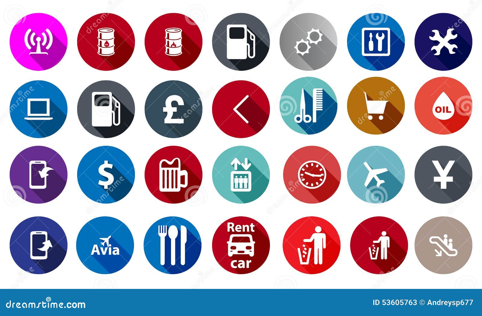 Icons for Service in a Flat Style Stock Vector - Illustration of laptop ...