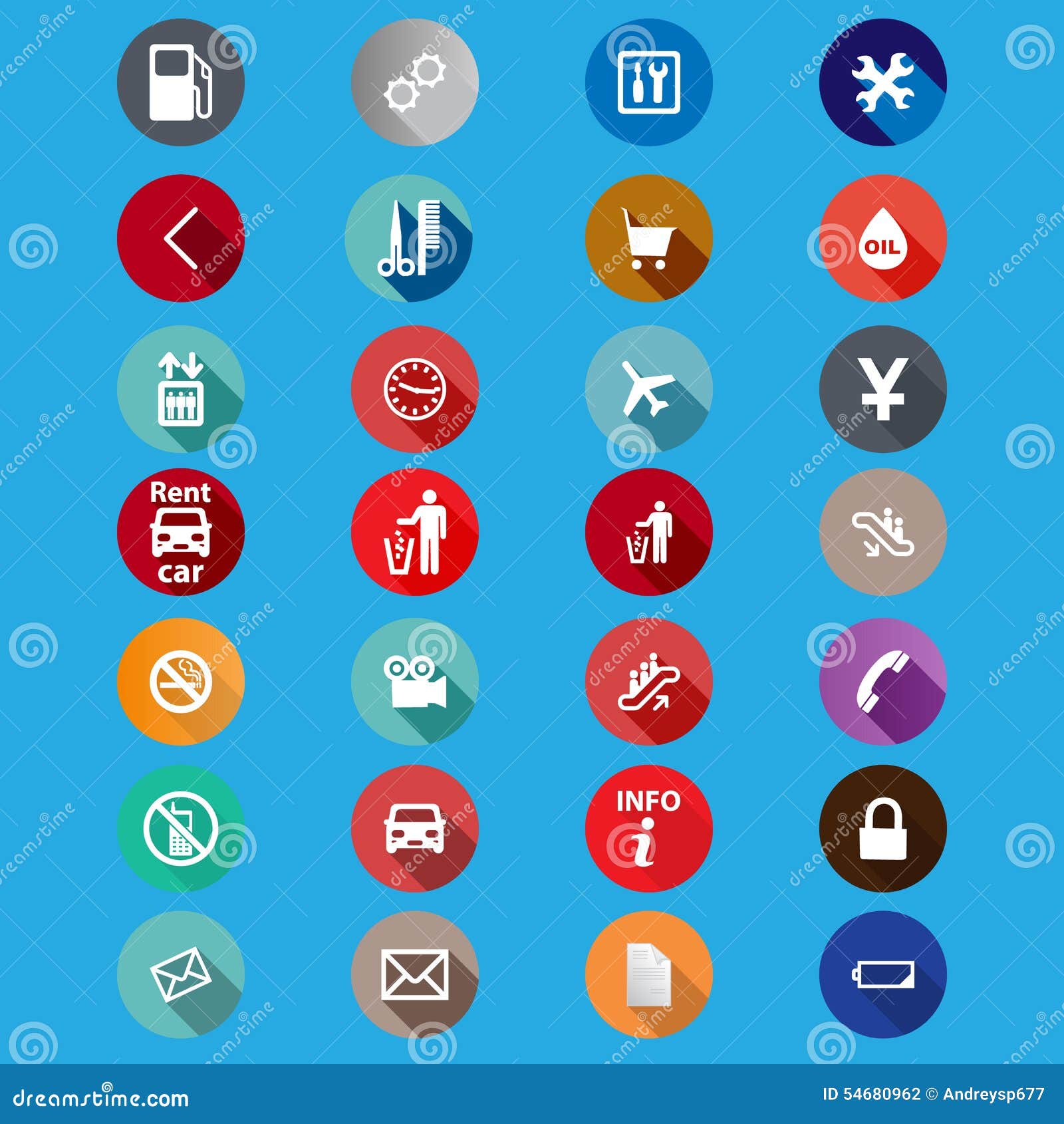 Icons for Service in a Flat Style. Vector Stock Vector - Illustration ...