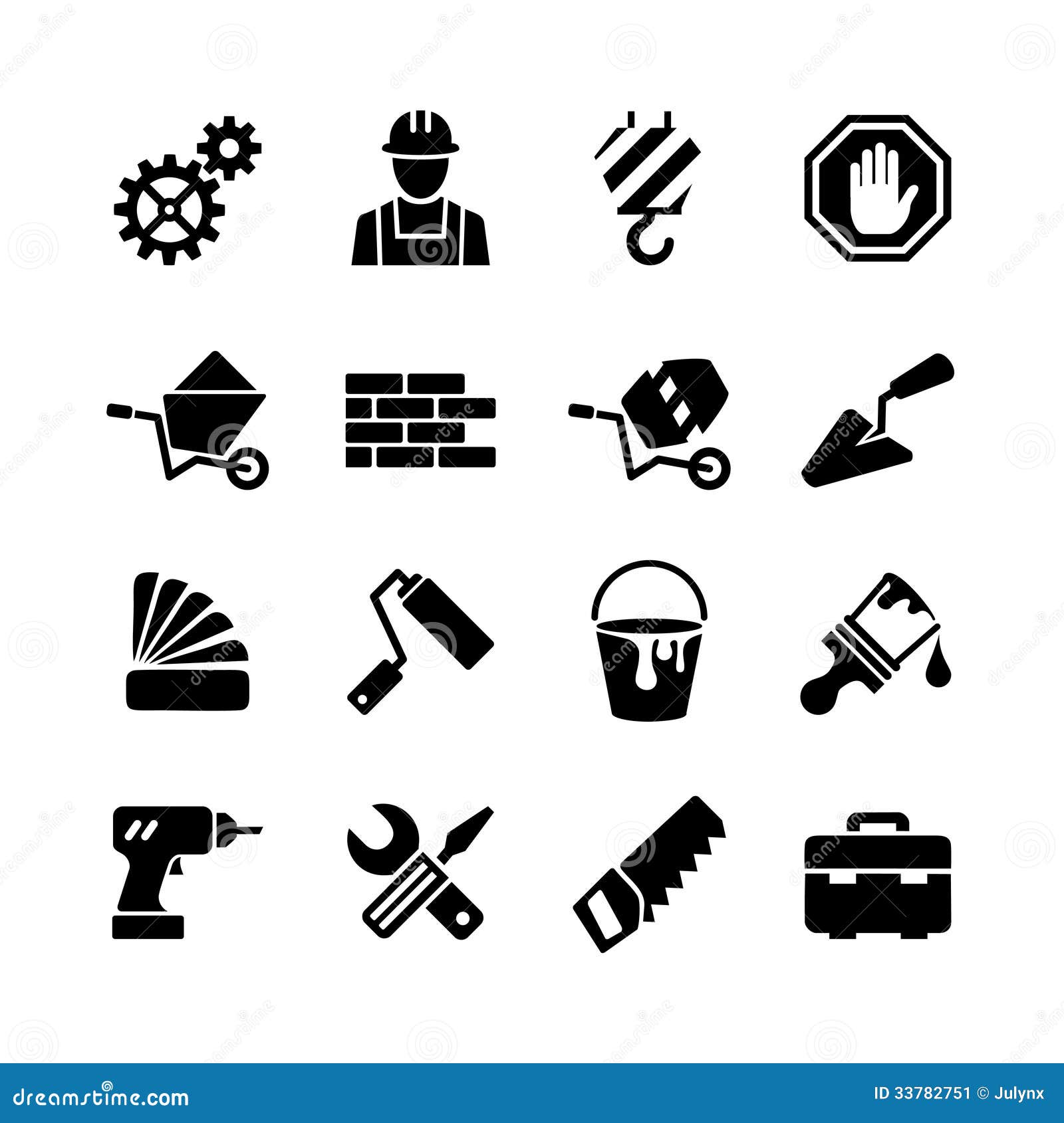 Icons Set - Building, Construction, Tools, Repair Stock Vector ...
