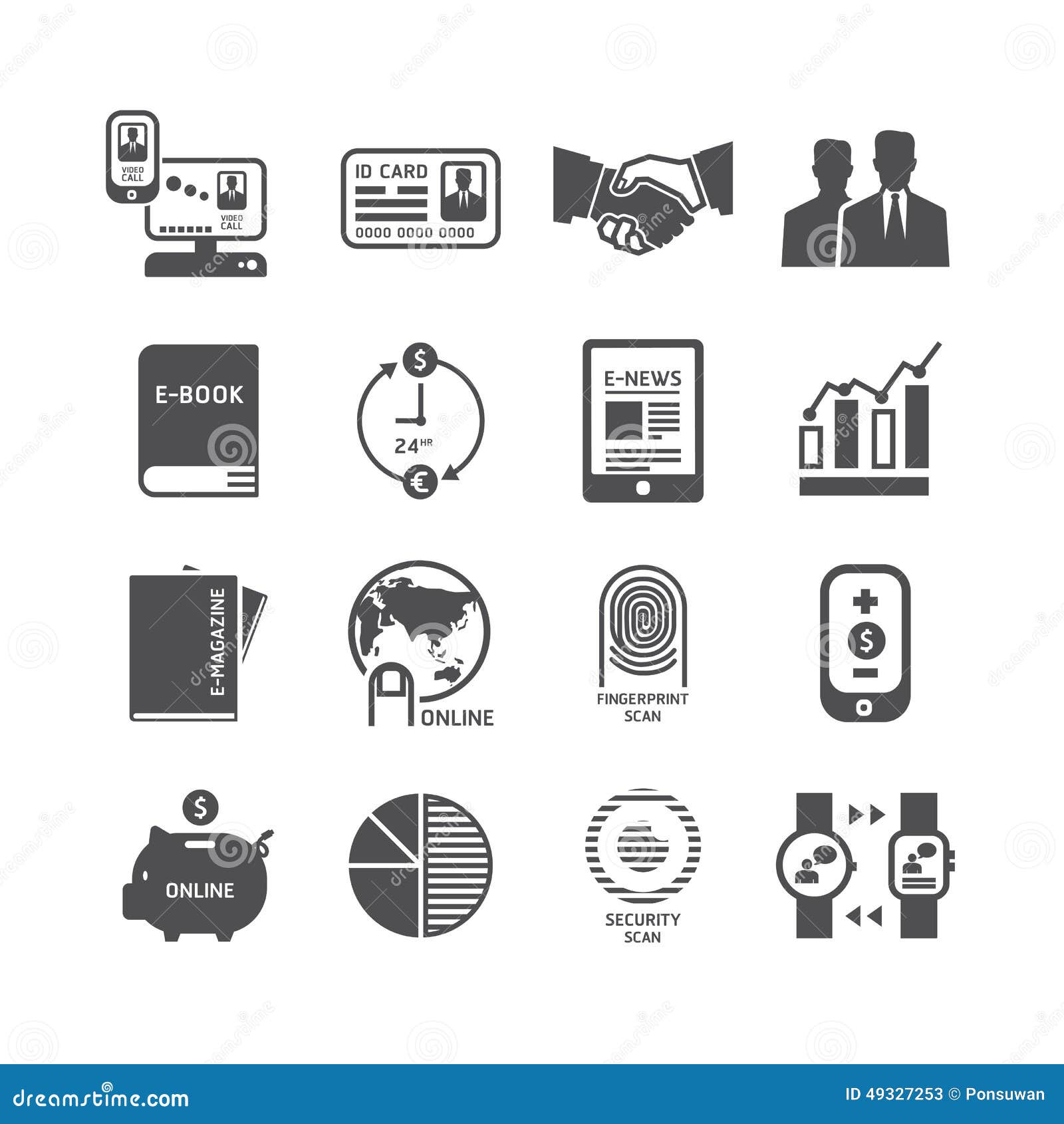 Icons Set Business Technology Vector Black Colour Design. Stock Vector ...
