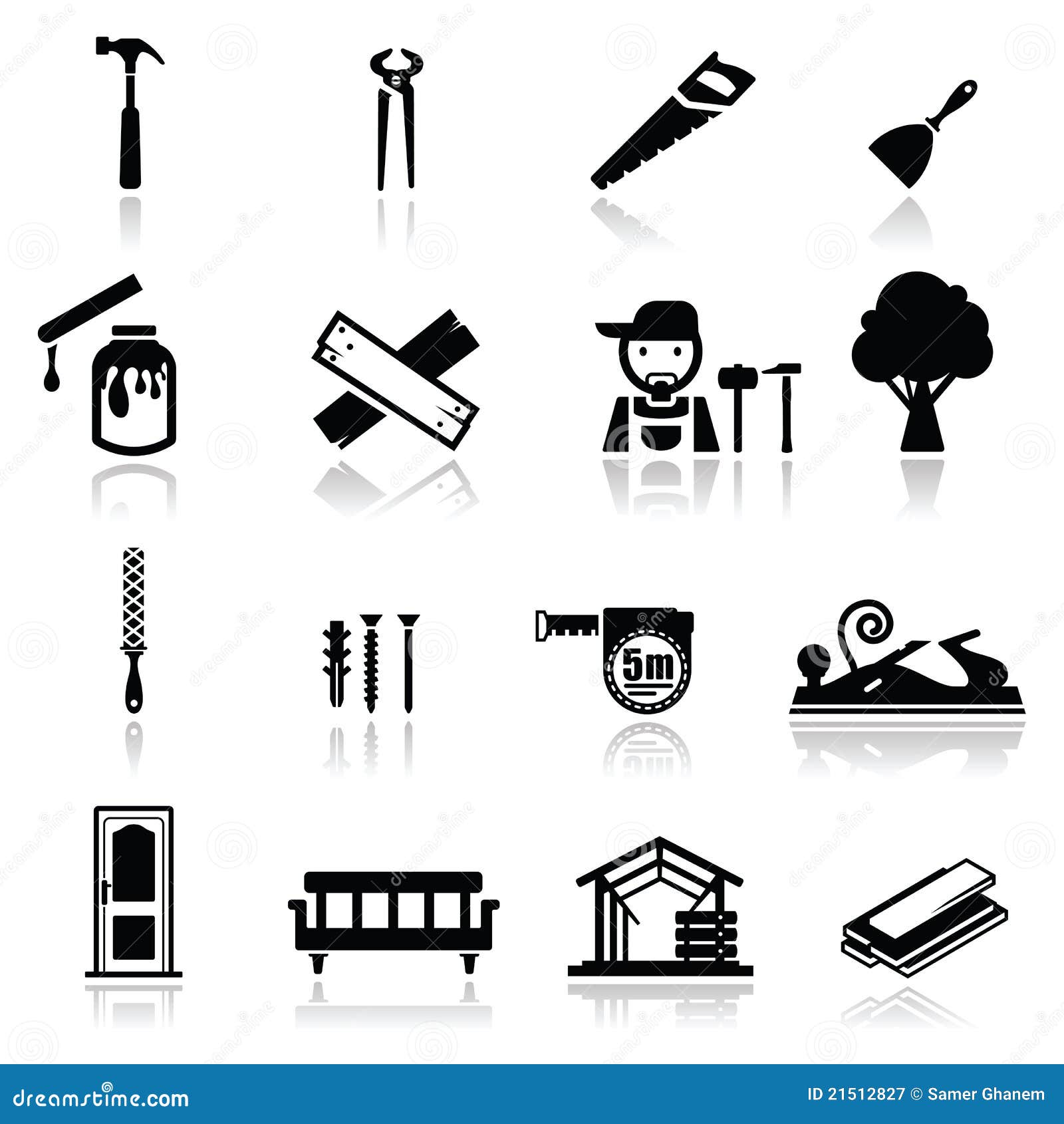 Icons set carpentry stock illustration. Illustration of generated ...