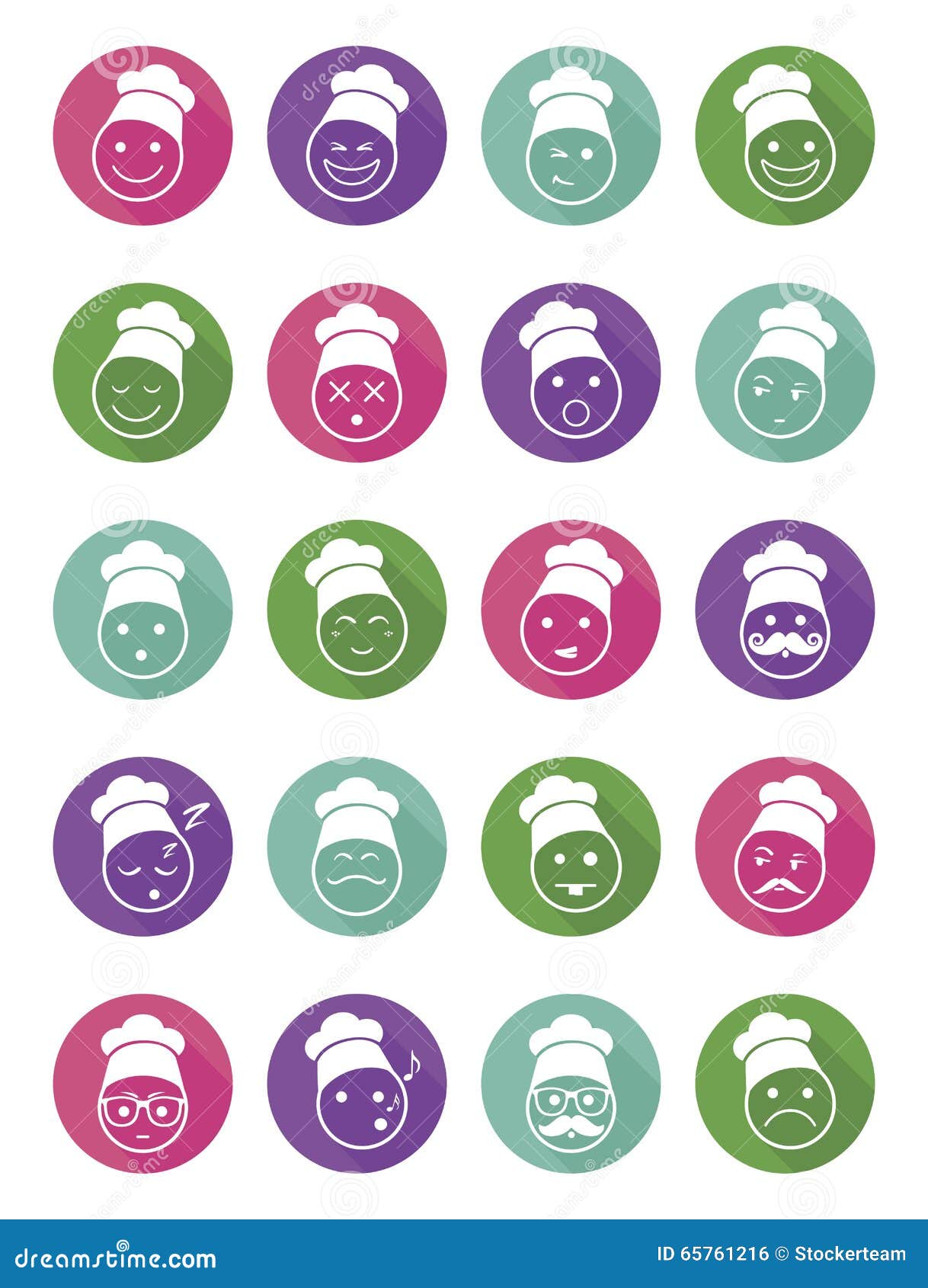 Icons Set 20 Chef in Colored Circles Stock Illustration - Illustration ...