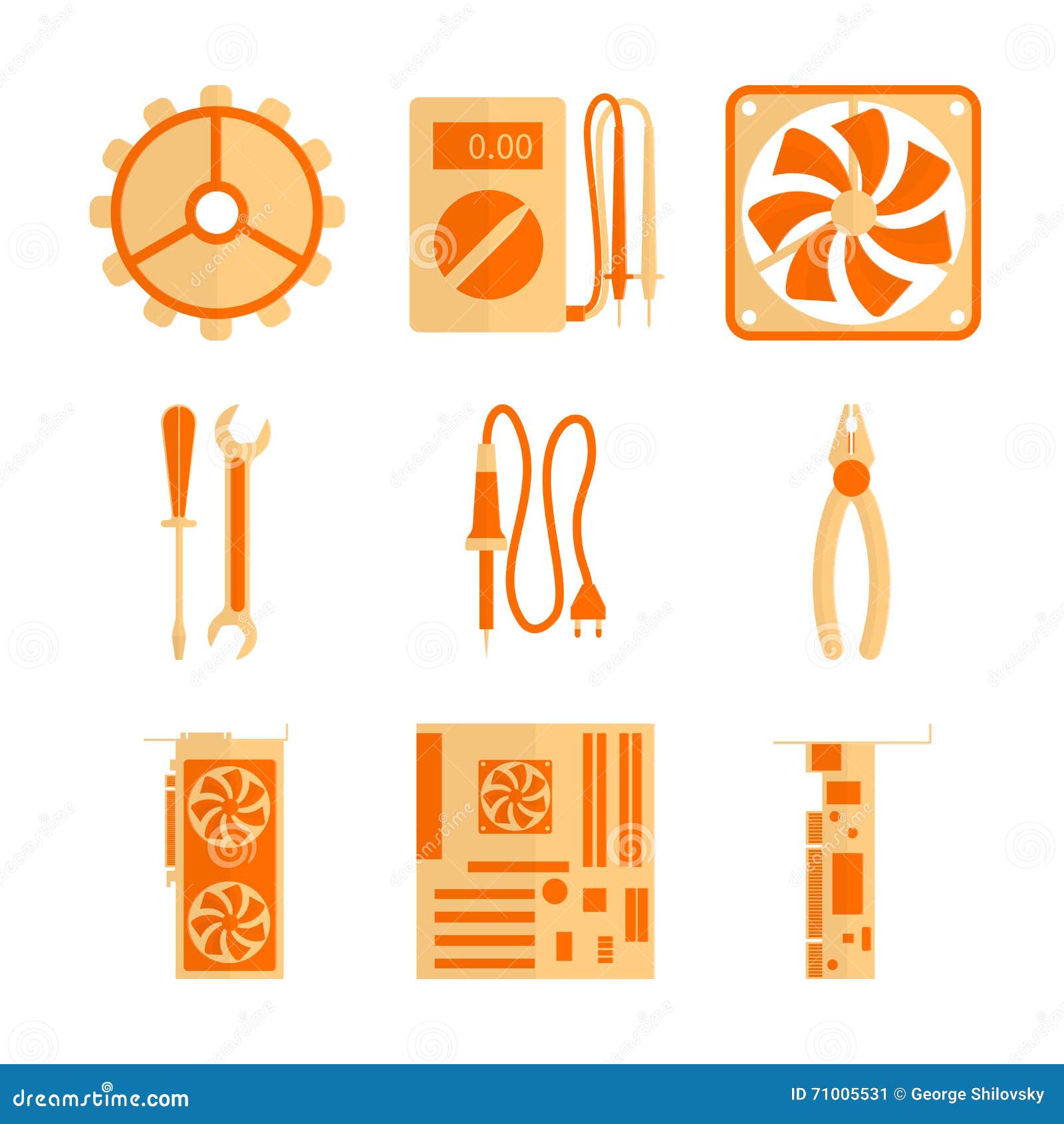 Icons Set for Computer Repair Stock Vector - Illustration of device ...