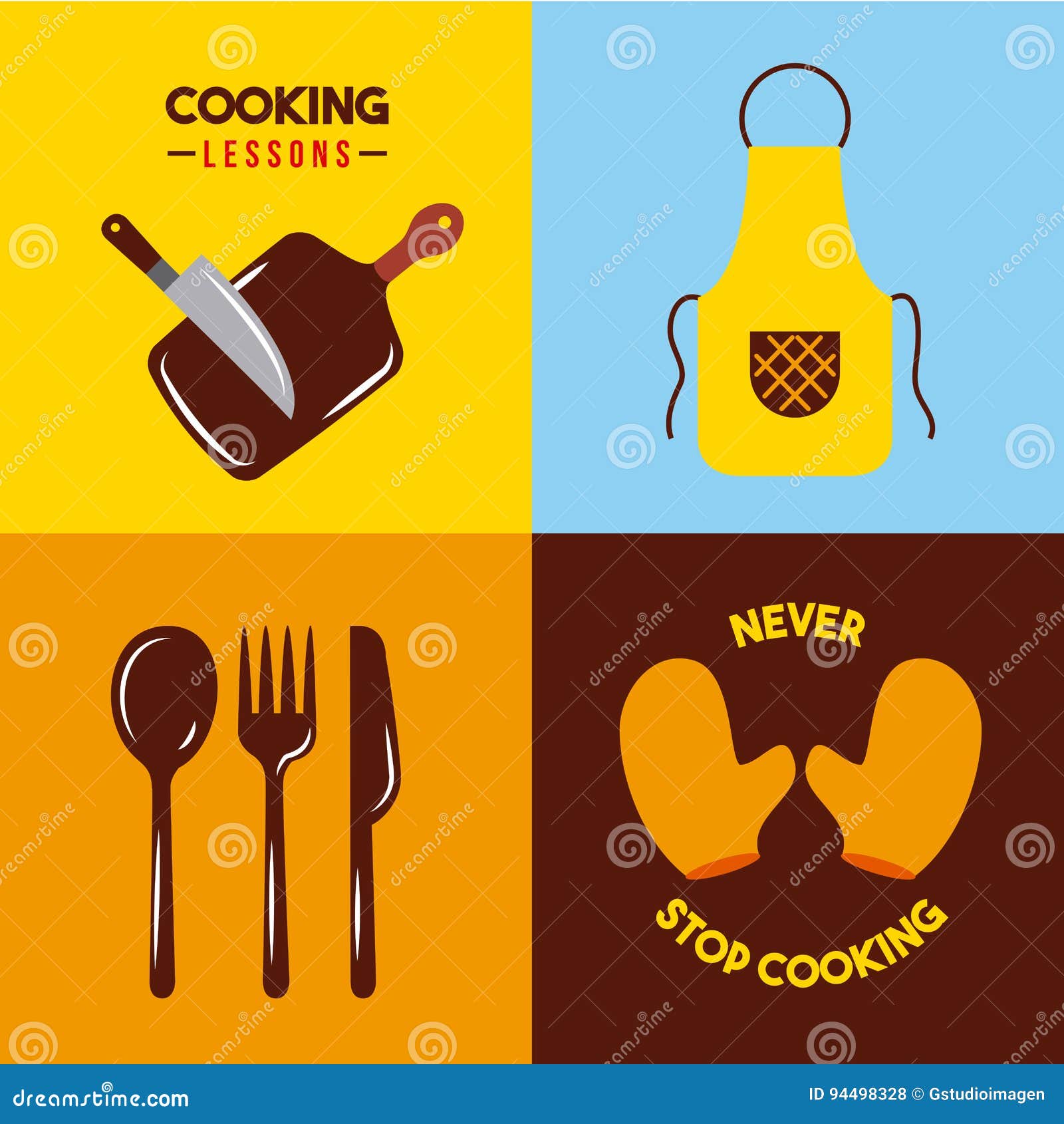 Icons set cooking lessons stock vector. Illustration of design - 94498328