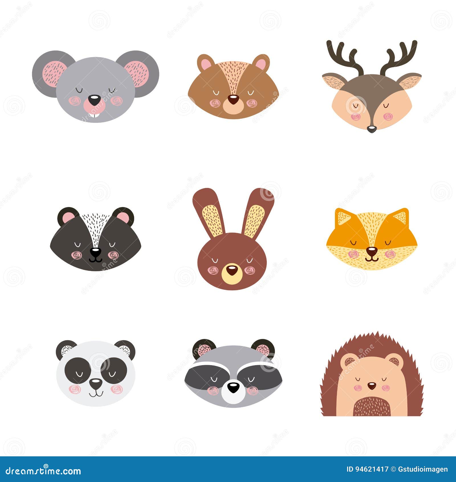 Icons set cute animals stock vector. Illustration of nature - 94621417