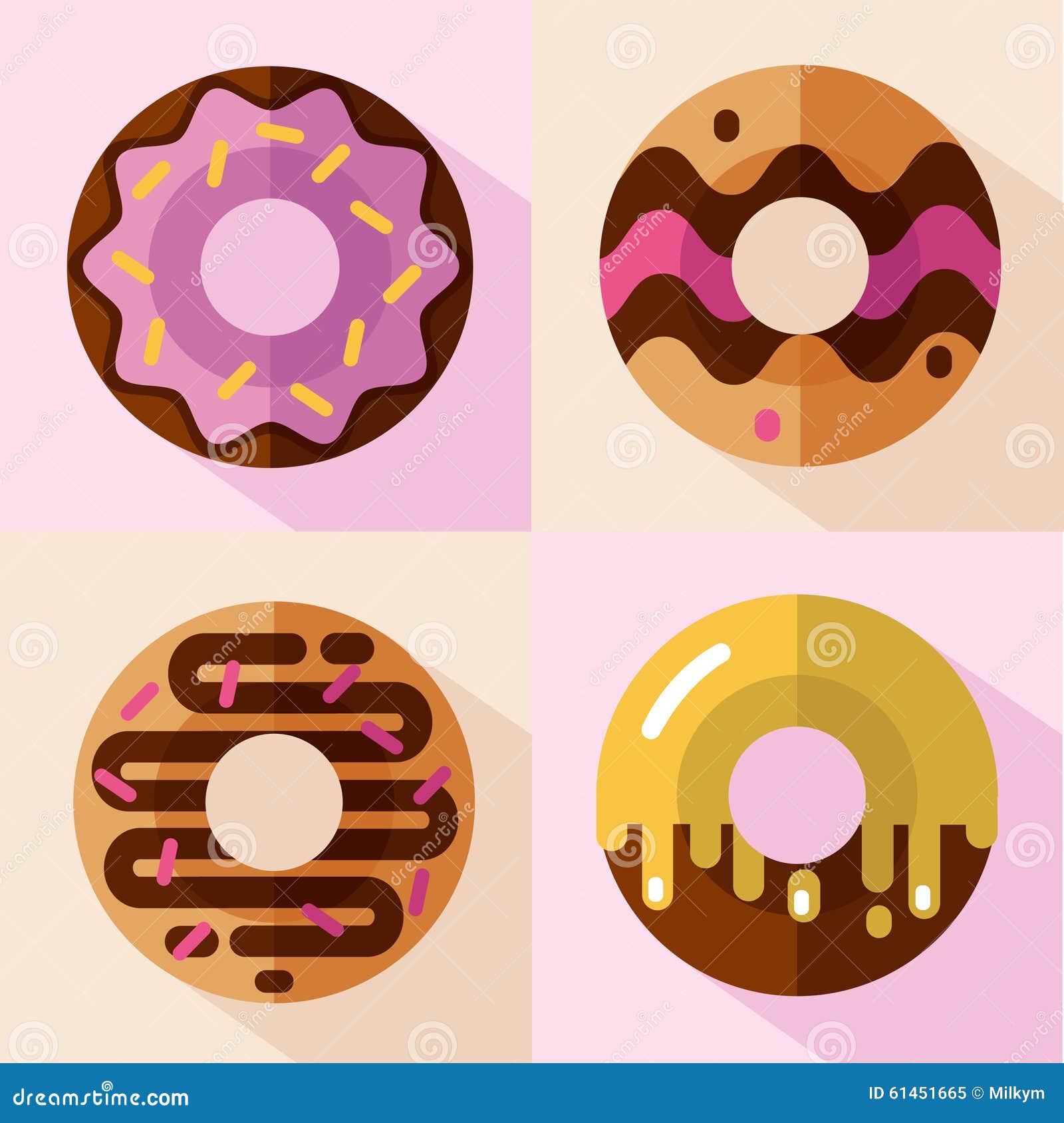 Icons set of donuts stock vector. Illustration of bakery - 61451665