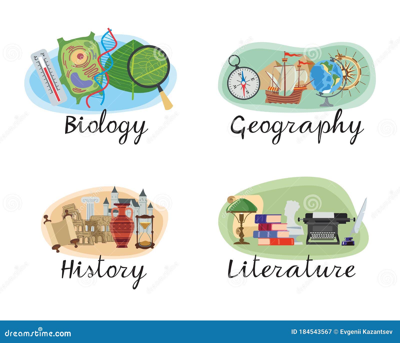 Icons Set of Educational Disciplines. Biology, Geography, History ... Icons Set of Educational Disciplines. Biology, Geography, History ...
