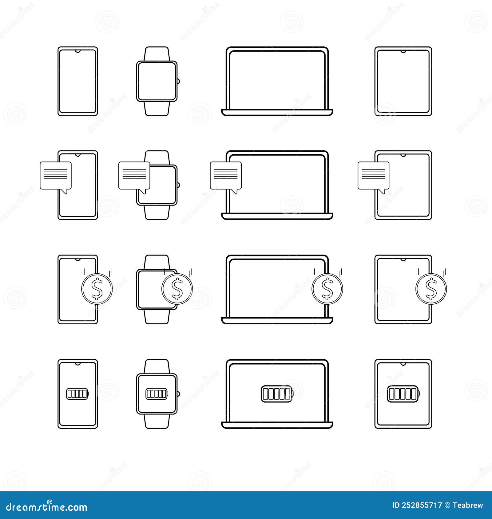 Icons Set of Electronic Devices. Stock Illustration - Illustration of ...