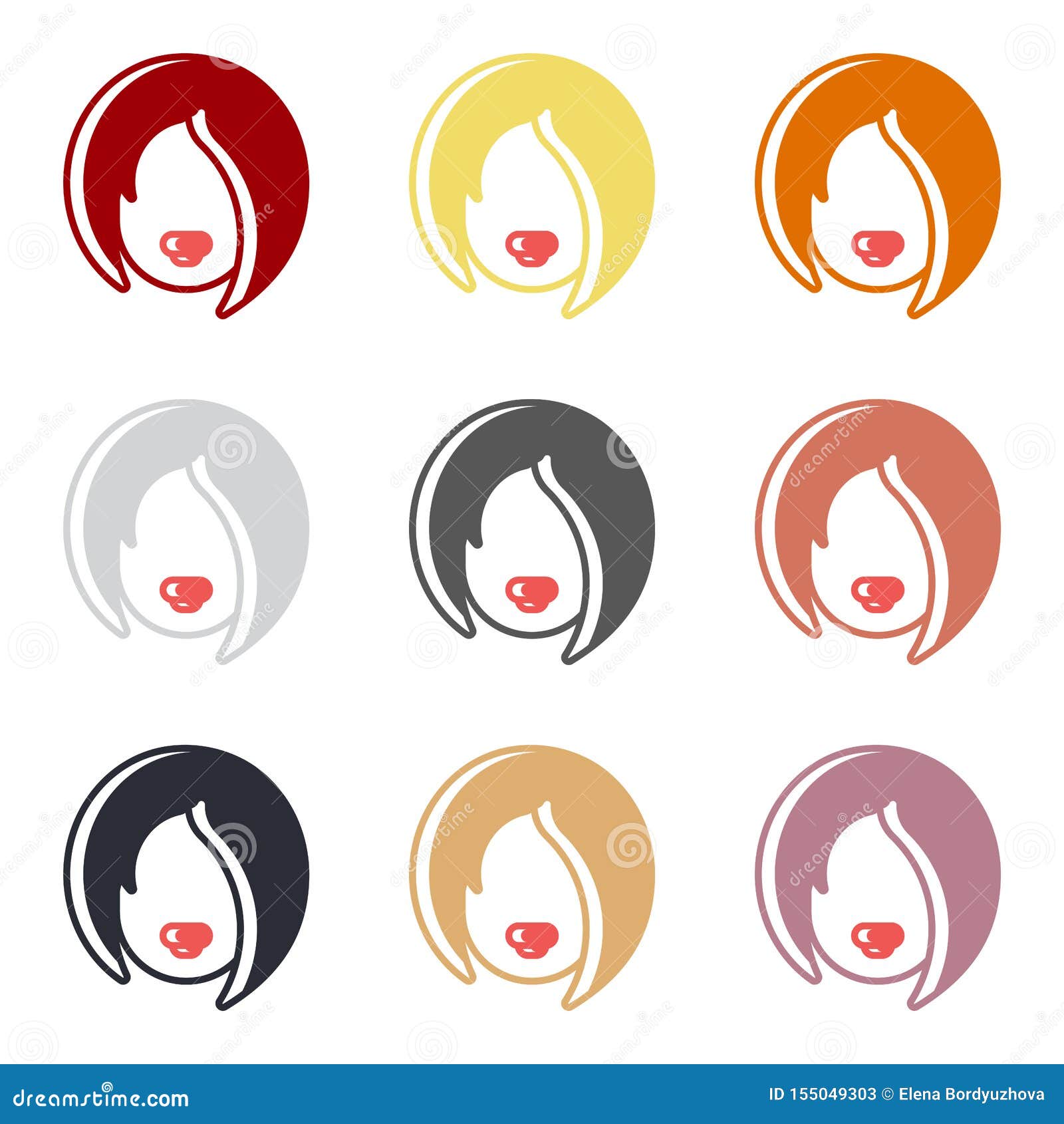 Set Of Hairstyles For Different Face Shapes Vector Illustration