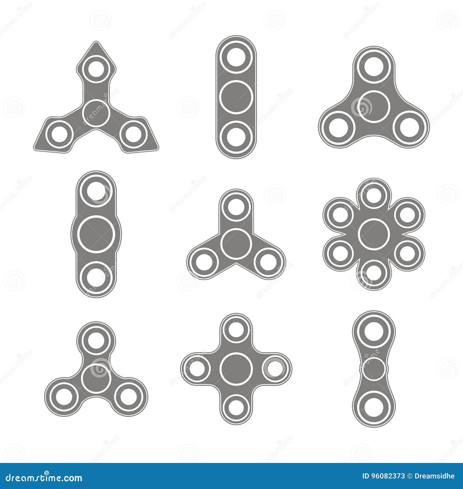 Icons Set with Fidget Spinners Stock Vector - Illustration of bearing ...