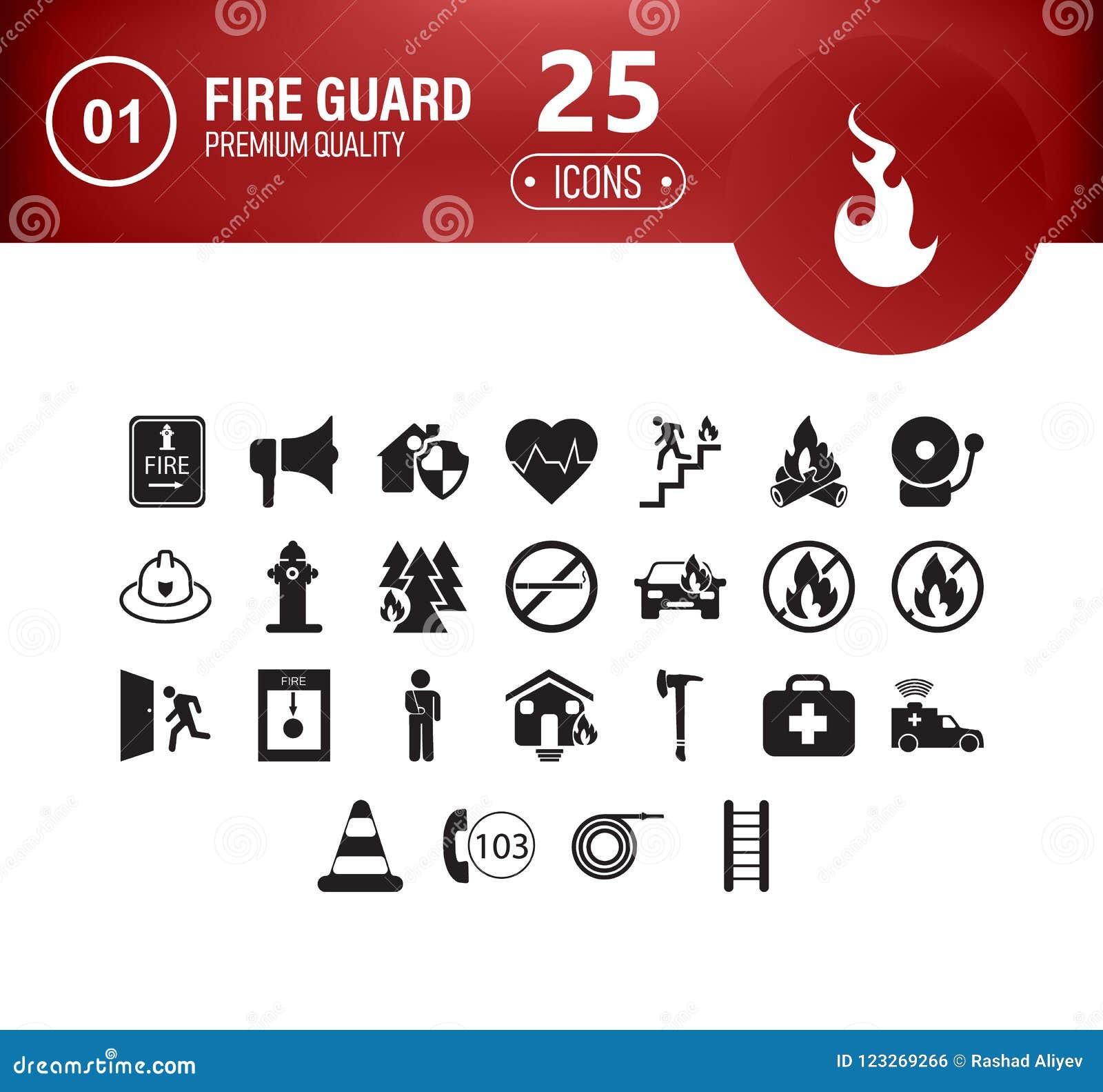 Icons set firefighter stock illustration. Illustration of emergency ...
