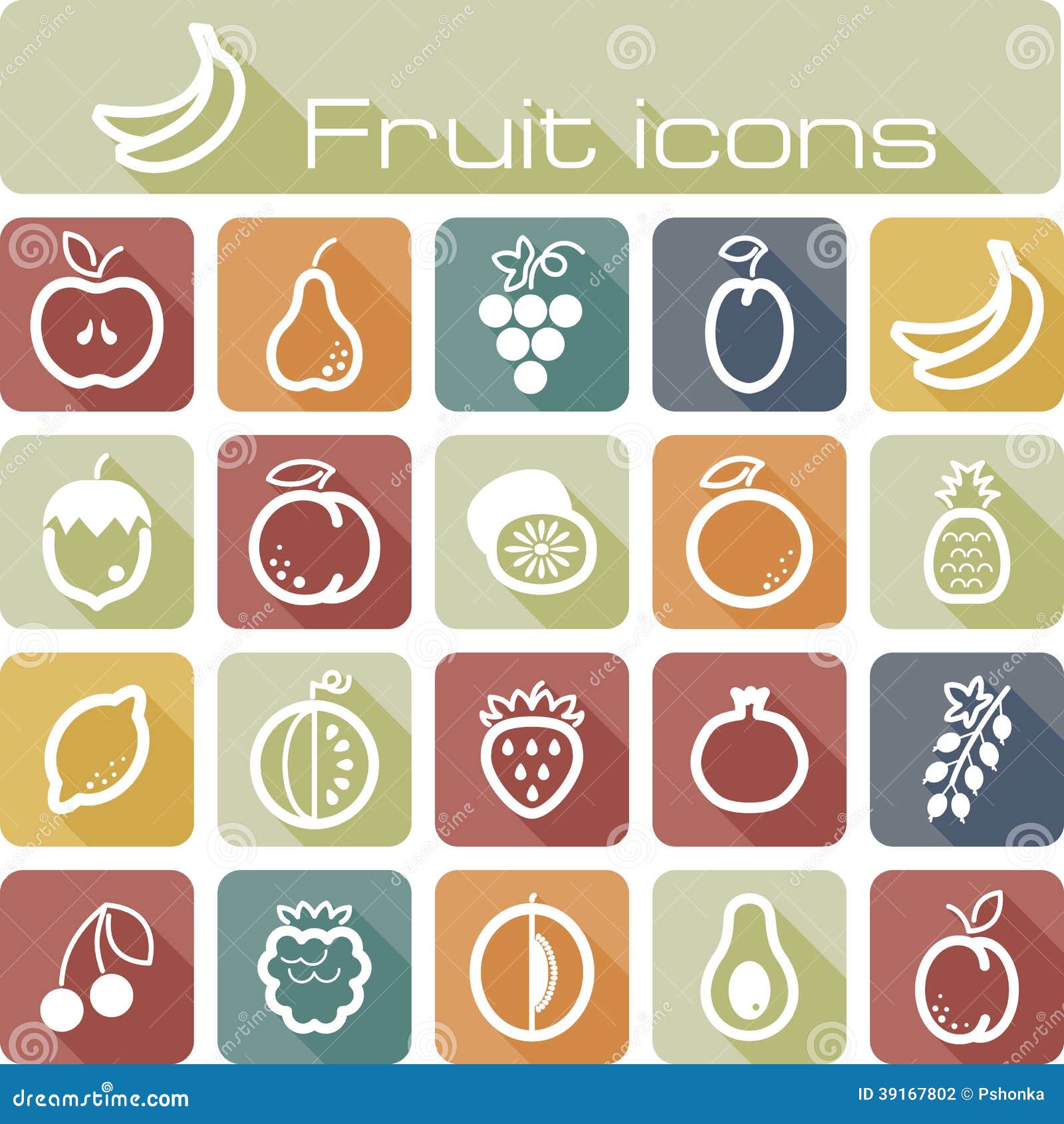 Icons set fruits stock vector. Illustration of fresh - 39167802