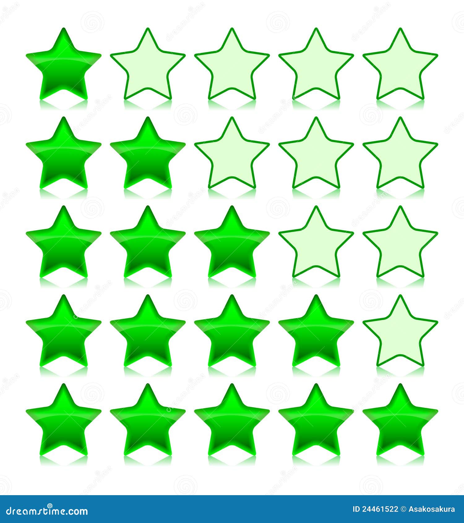 Icons Set of Green Stars. Vector Illustration Stock Vector ...
