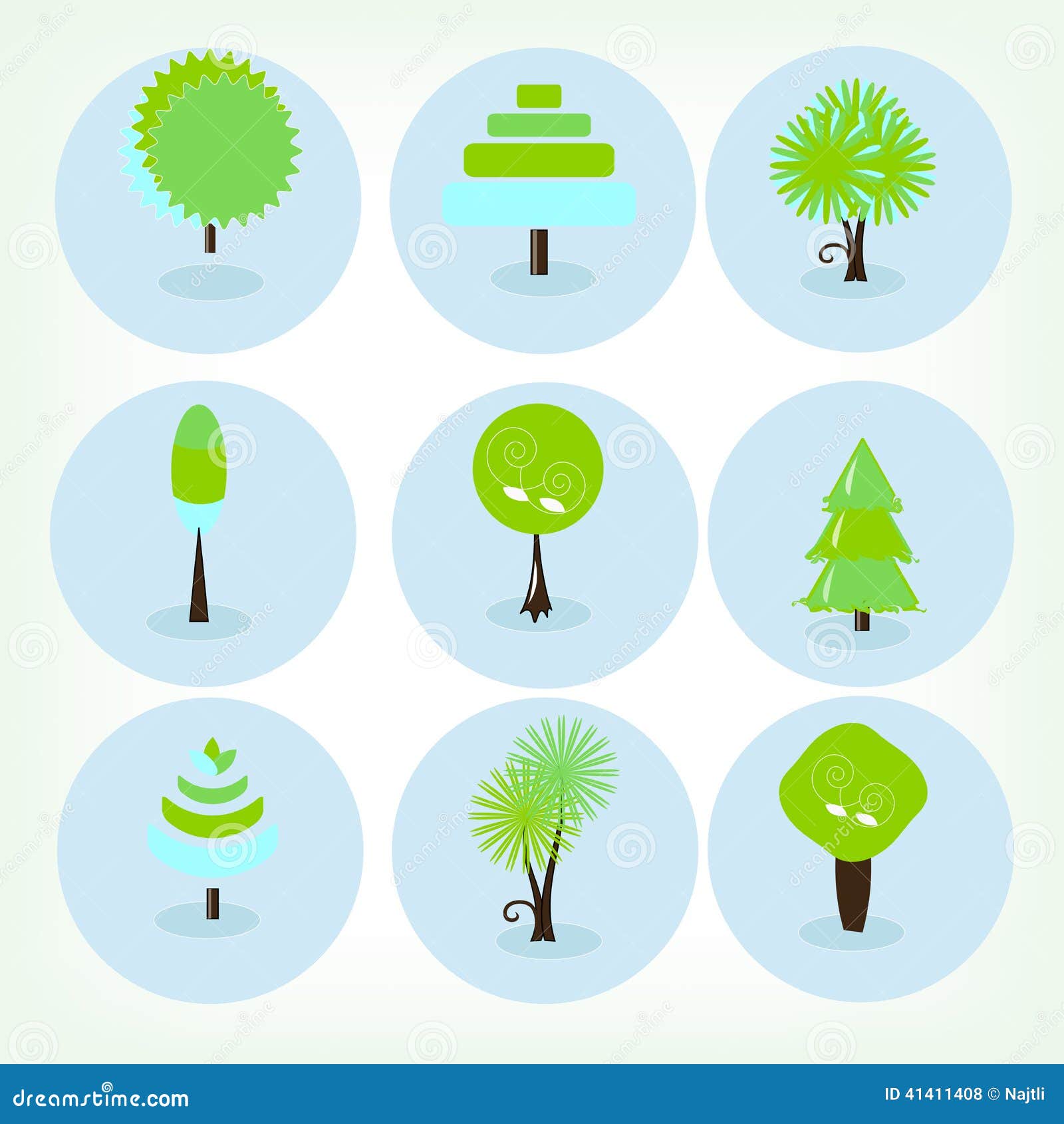 Icons set green trees stock vector. Illustration of plant - 41411408