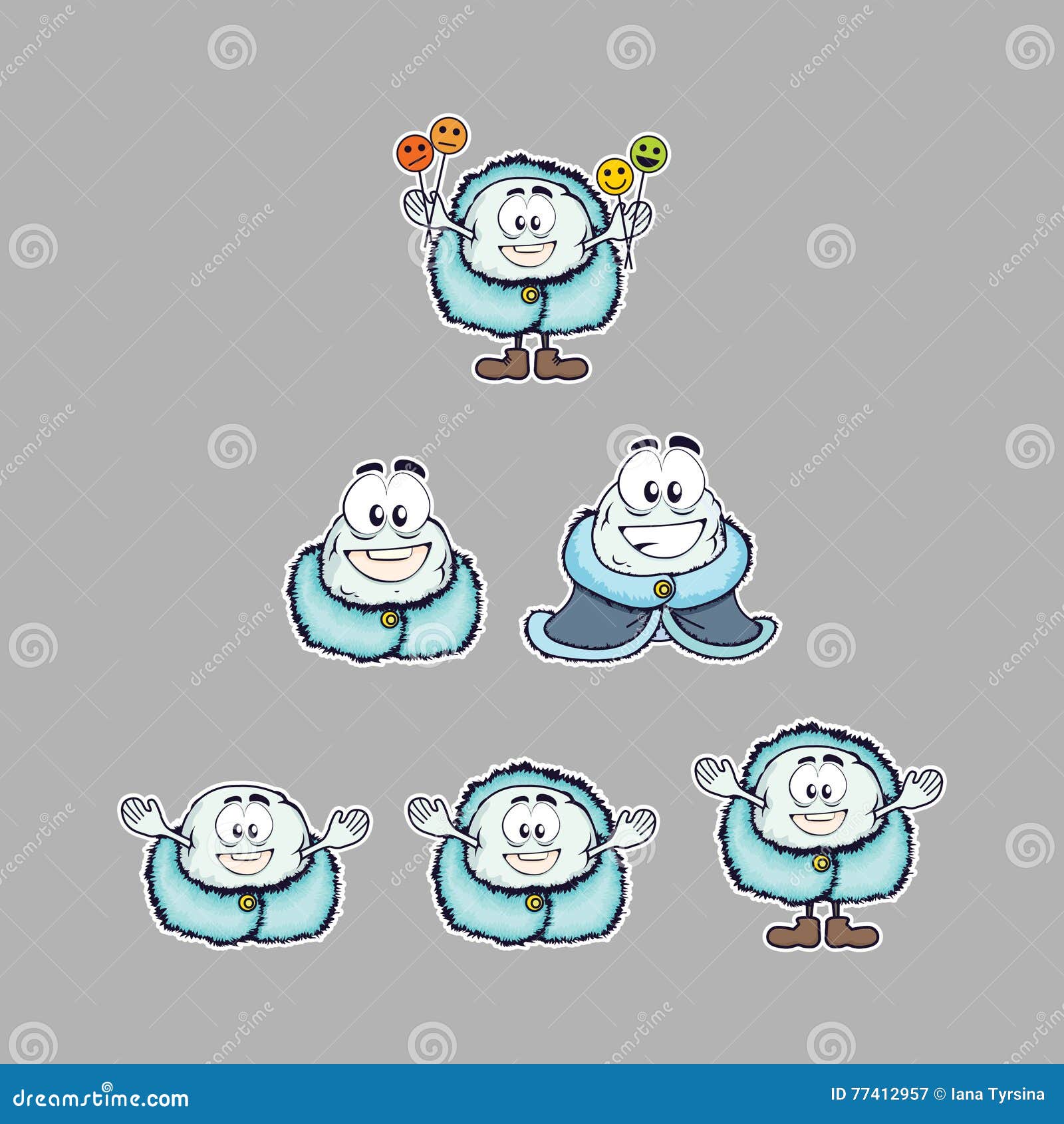 Icons set happy snowball stock illustration. Illustration of ...