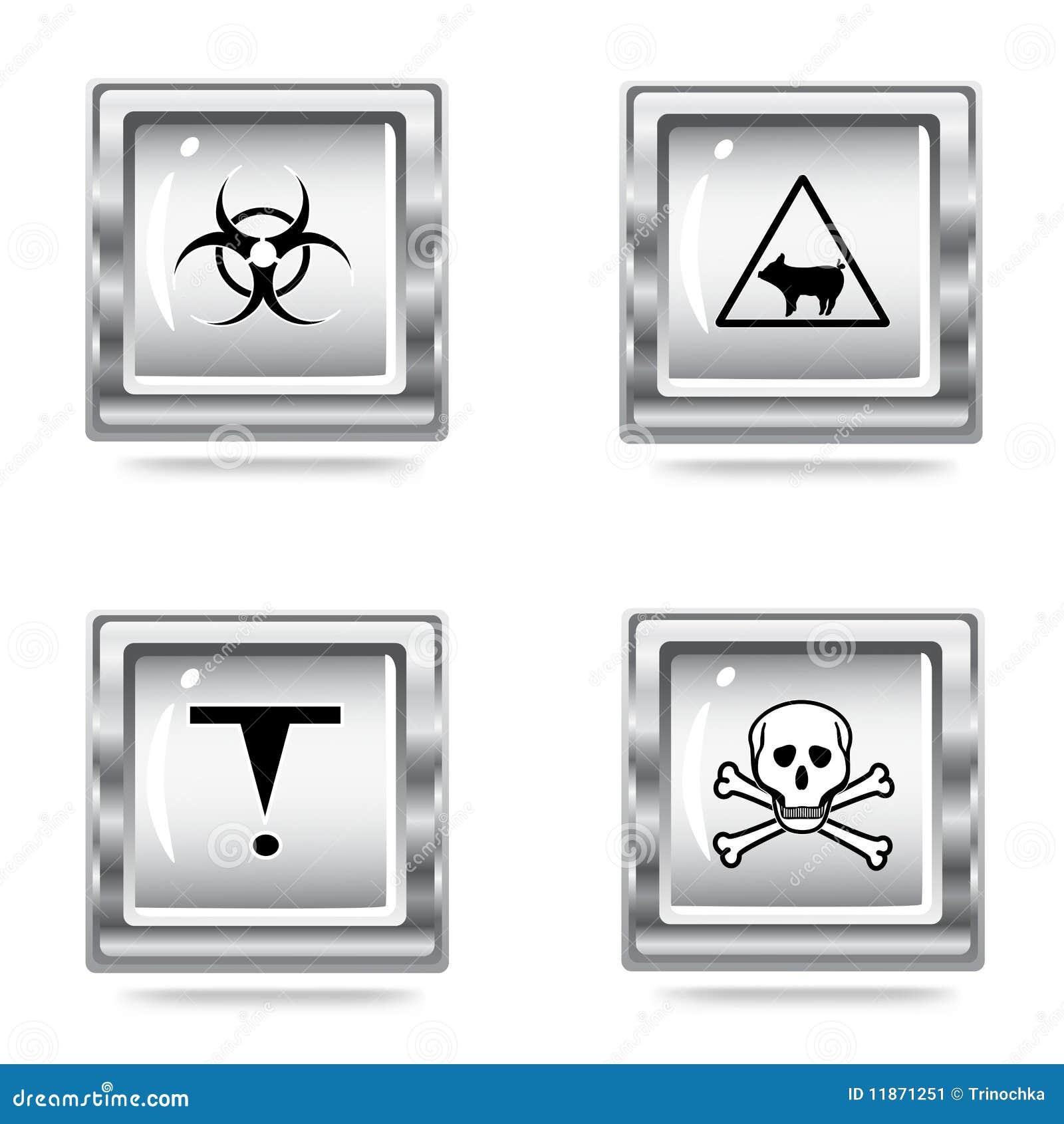 Icons Set of the Hazard Signs. Vector Stock Vector - Illustration of ...