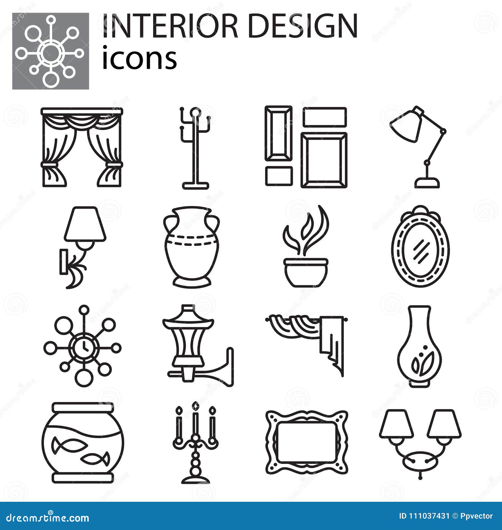 Icons Set - Interior Design Stock Vector - Illustration of mirror ...