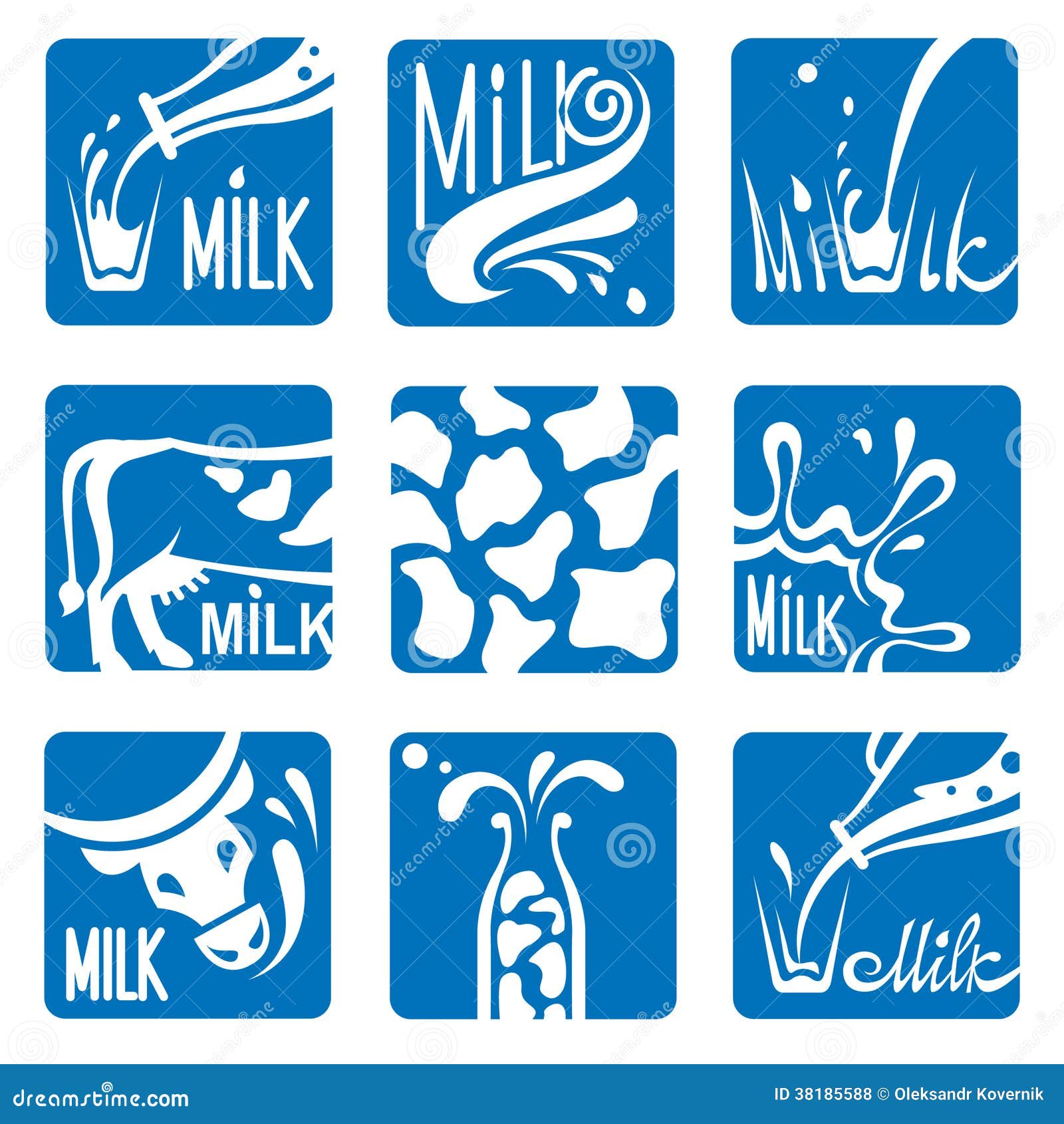 Icons set of milk stock vector. Illustration of package - 38185588