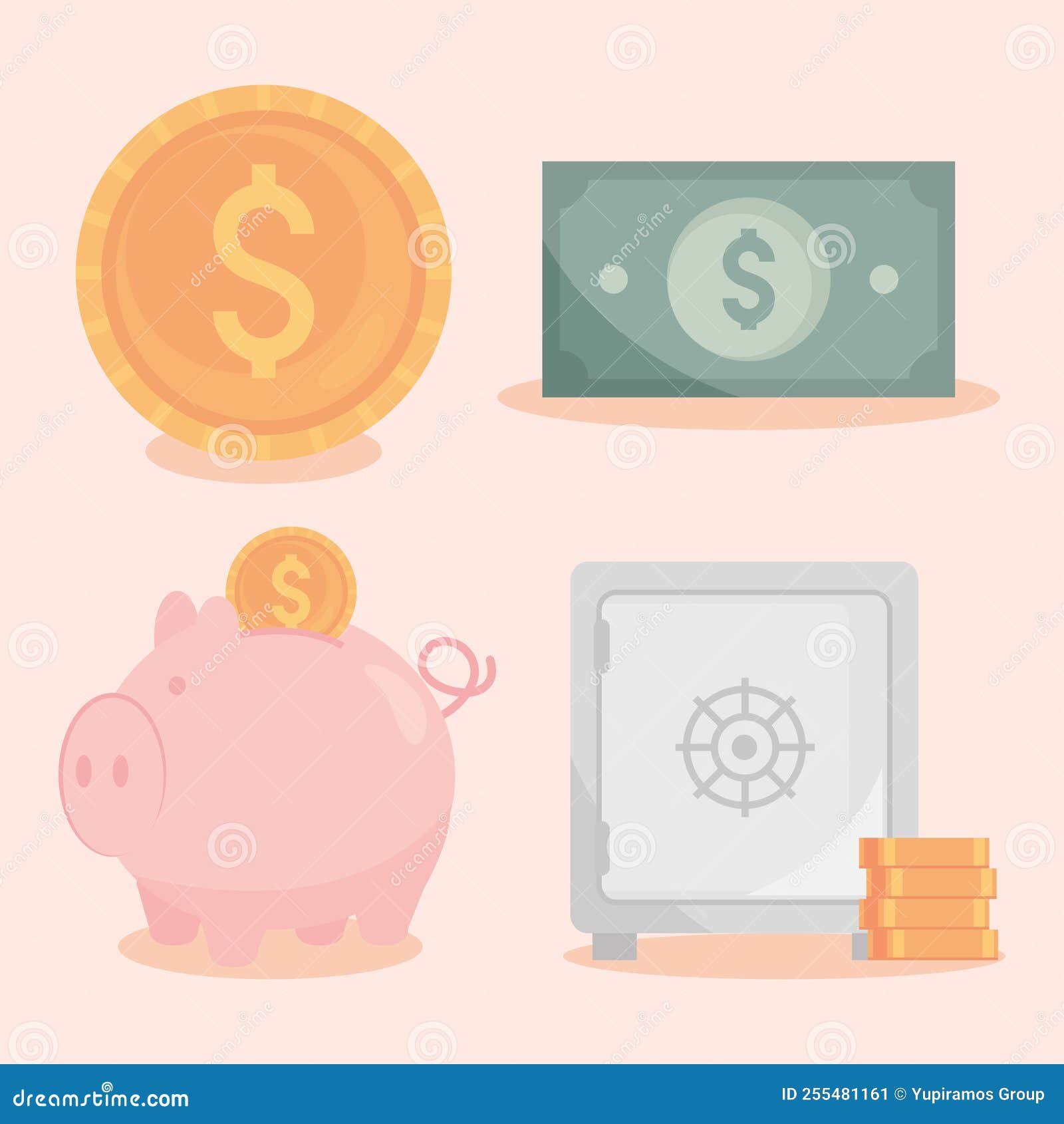 Icons set money income stock vector. Illustration of business - 255481161