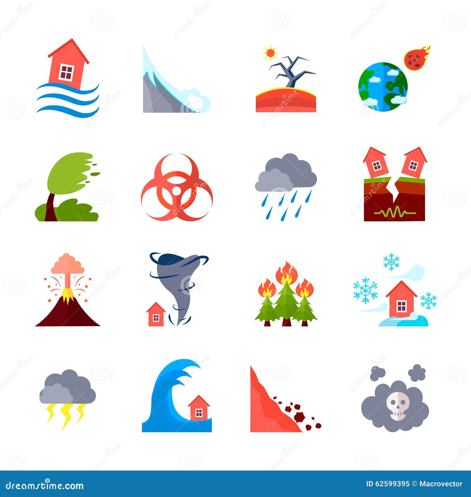 Icons Set of Natural Disasters Stock Vector - Illustration of hurricane ...