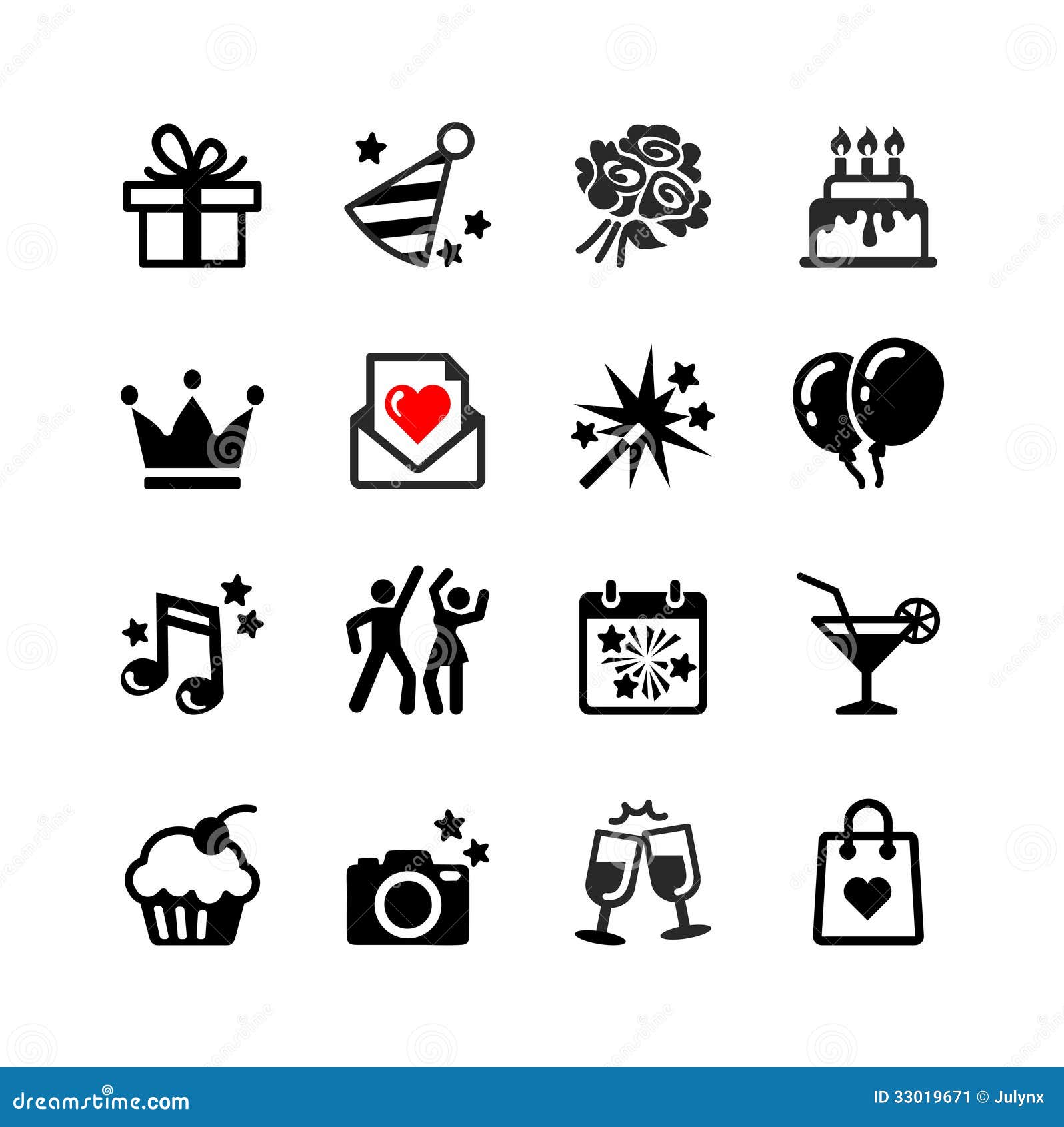 Icons Set Party, Birthday and Celebration Stock Vector - Illustration ...