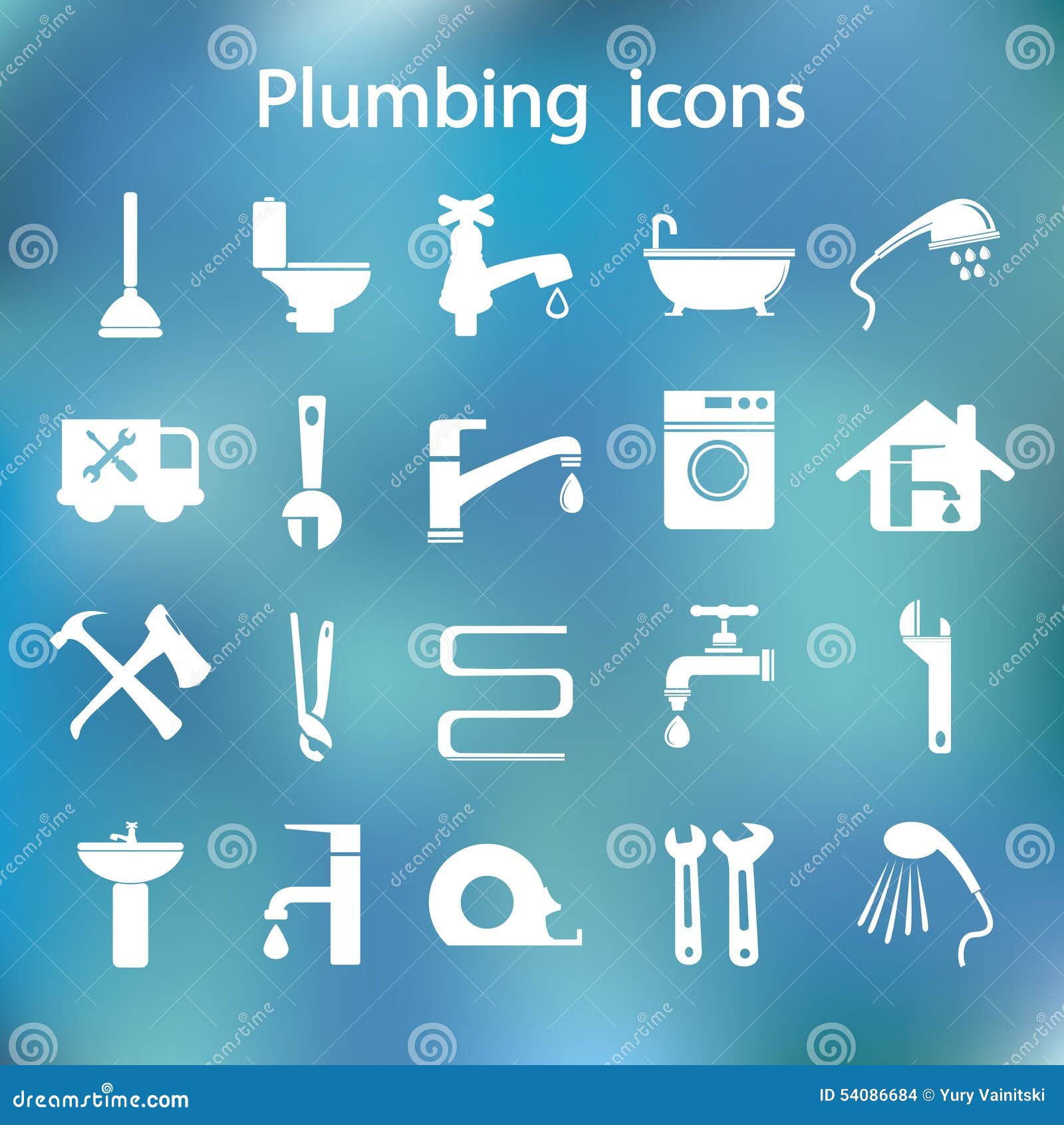 Icons set Plumbing stock vector. Illustration of drop - 54086684