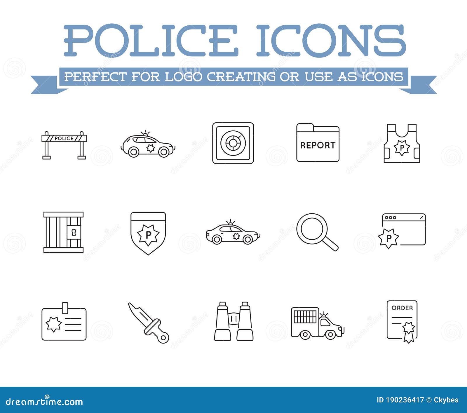 Icons Set of Police Related Icons Stock Vector - Illustration of guard ...