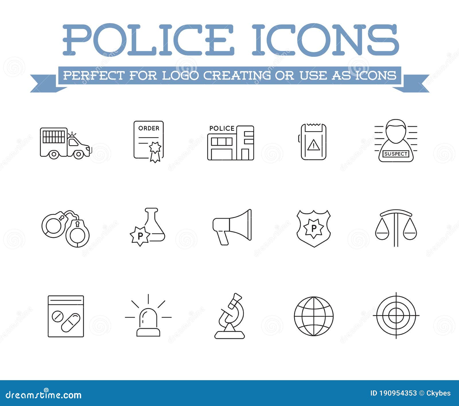 Icons Set of Police Related Icons Stock Vector - Illustration of ...
