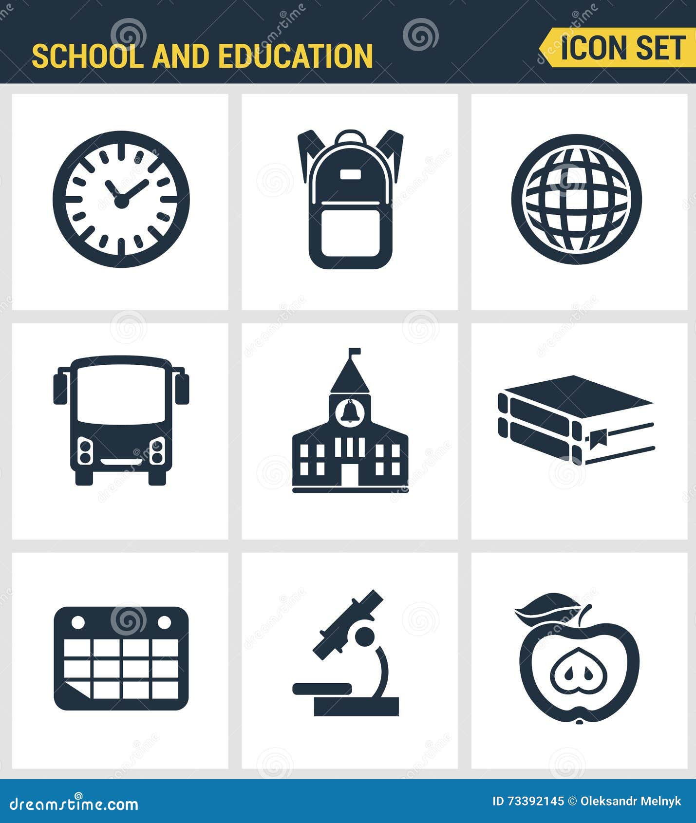 Icons Set of Premium Quality of Elementary School Objects and Education ...