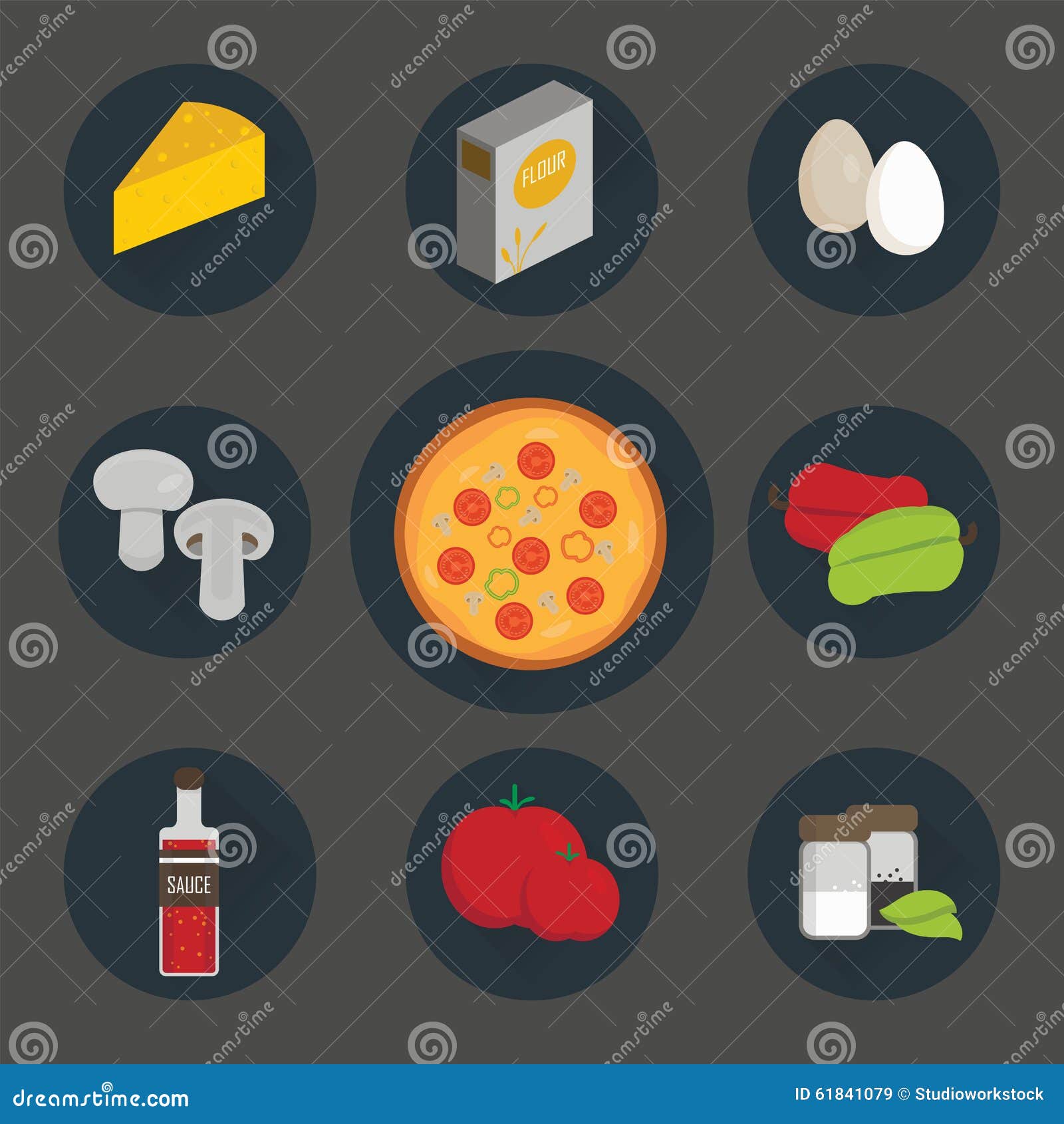 Icons Set of Process Cooking Pizza. Stock Illustration - Illustration ...