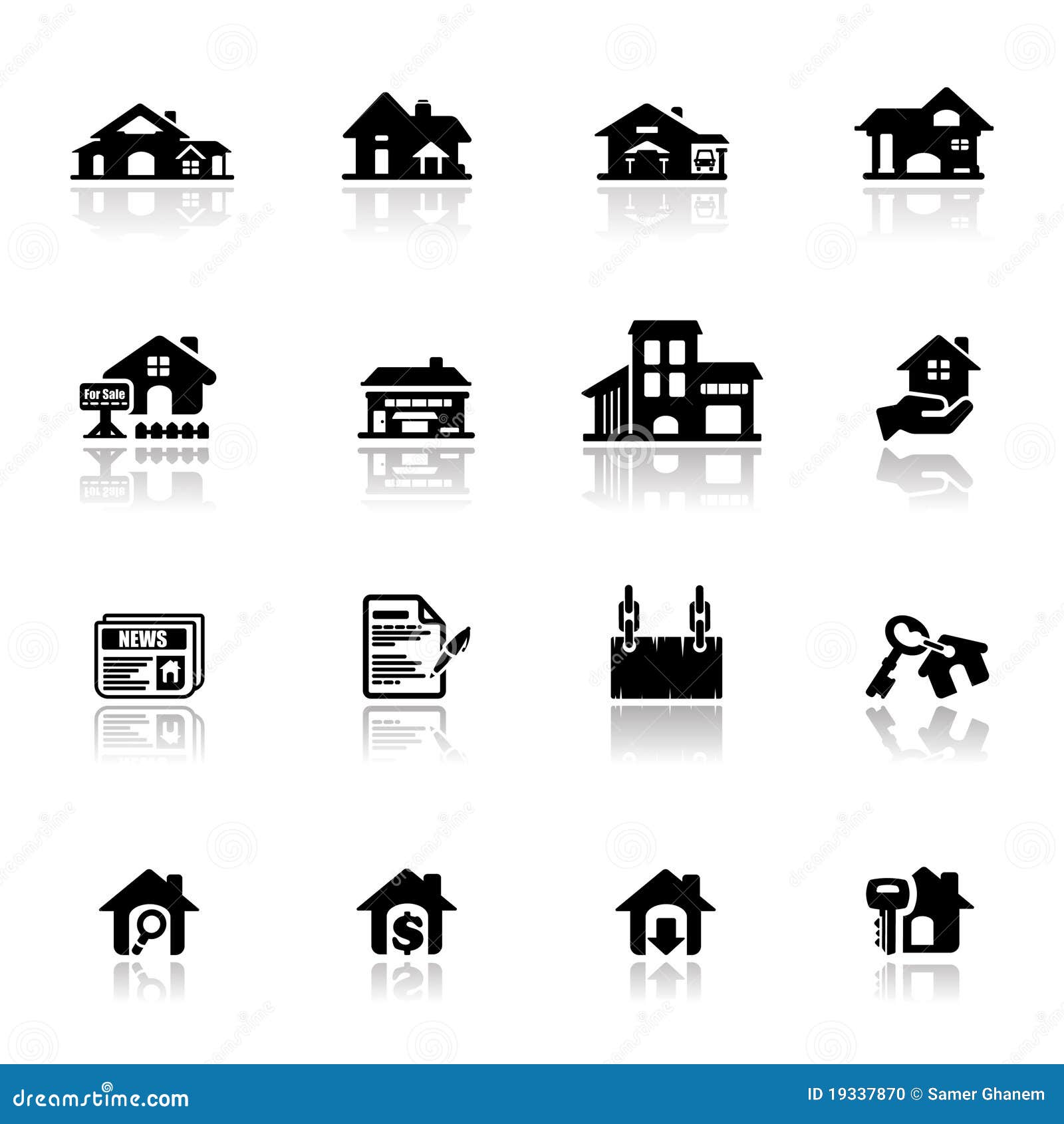 Icons set real estate stock vector. Illustration of villa - 19337870