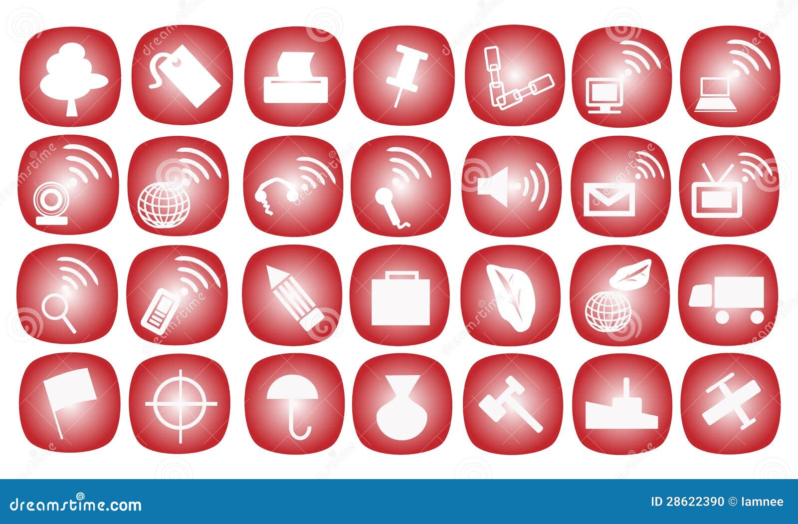 The Icons Set on a Red Background Stock Vector - Illustration of ...