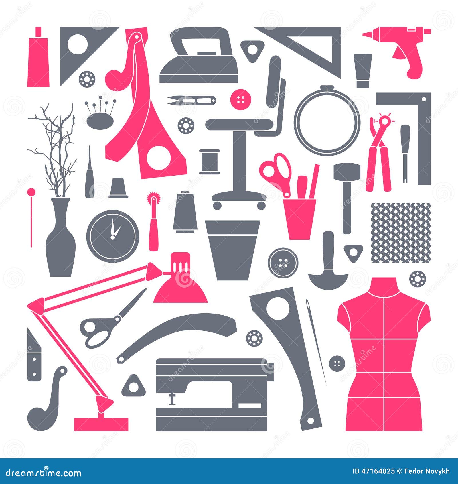 Icons Set Sewing and Hobby Tools Stock Vector - Illustration of objects ...