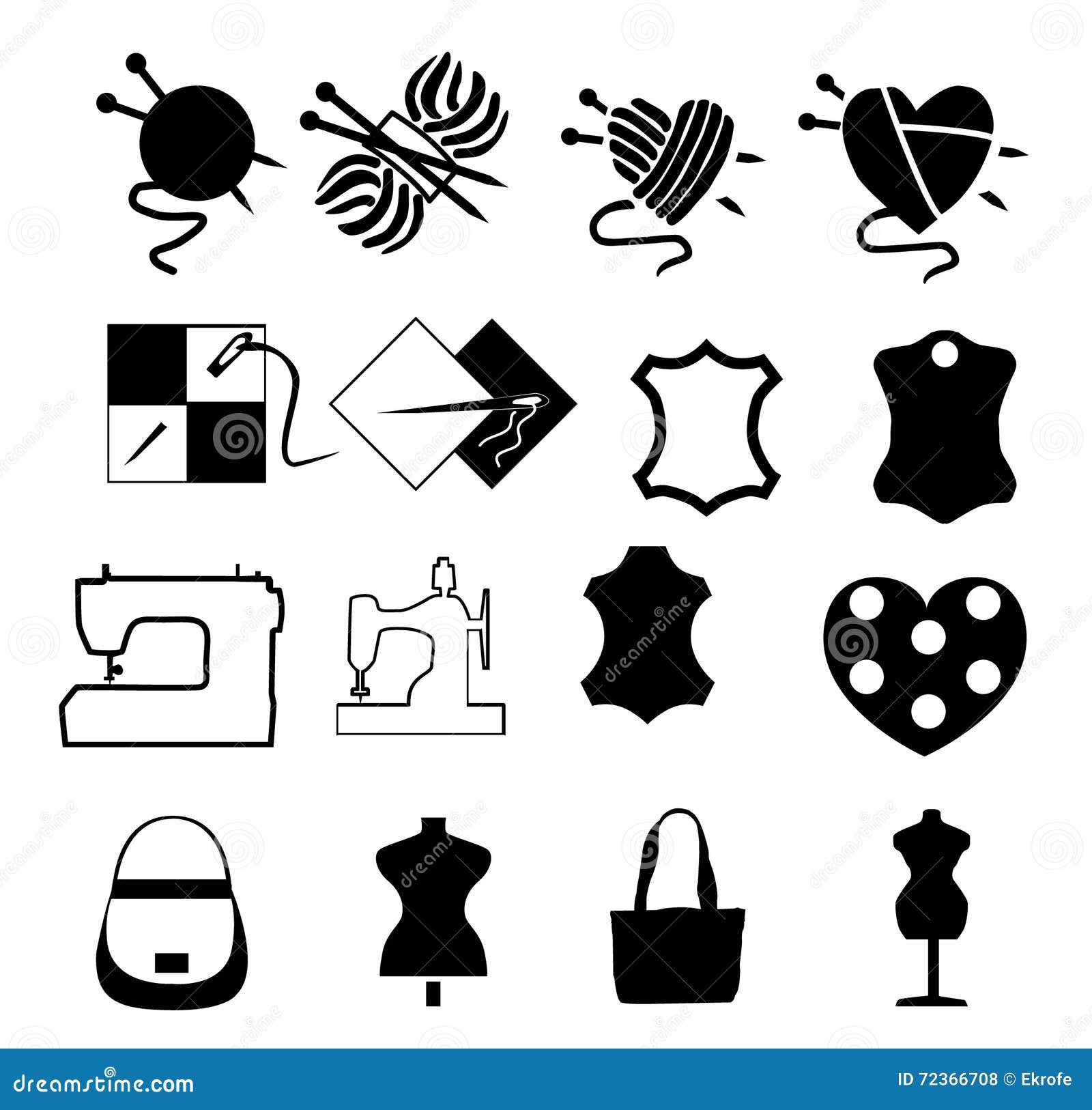 Icons Set about Sewing and Knitting Stock Vector - Illustration of ...