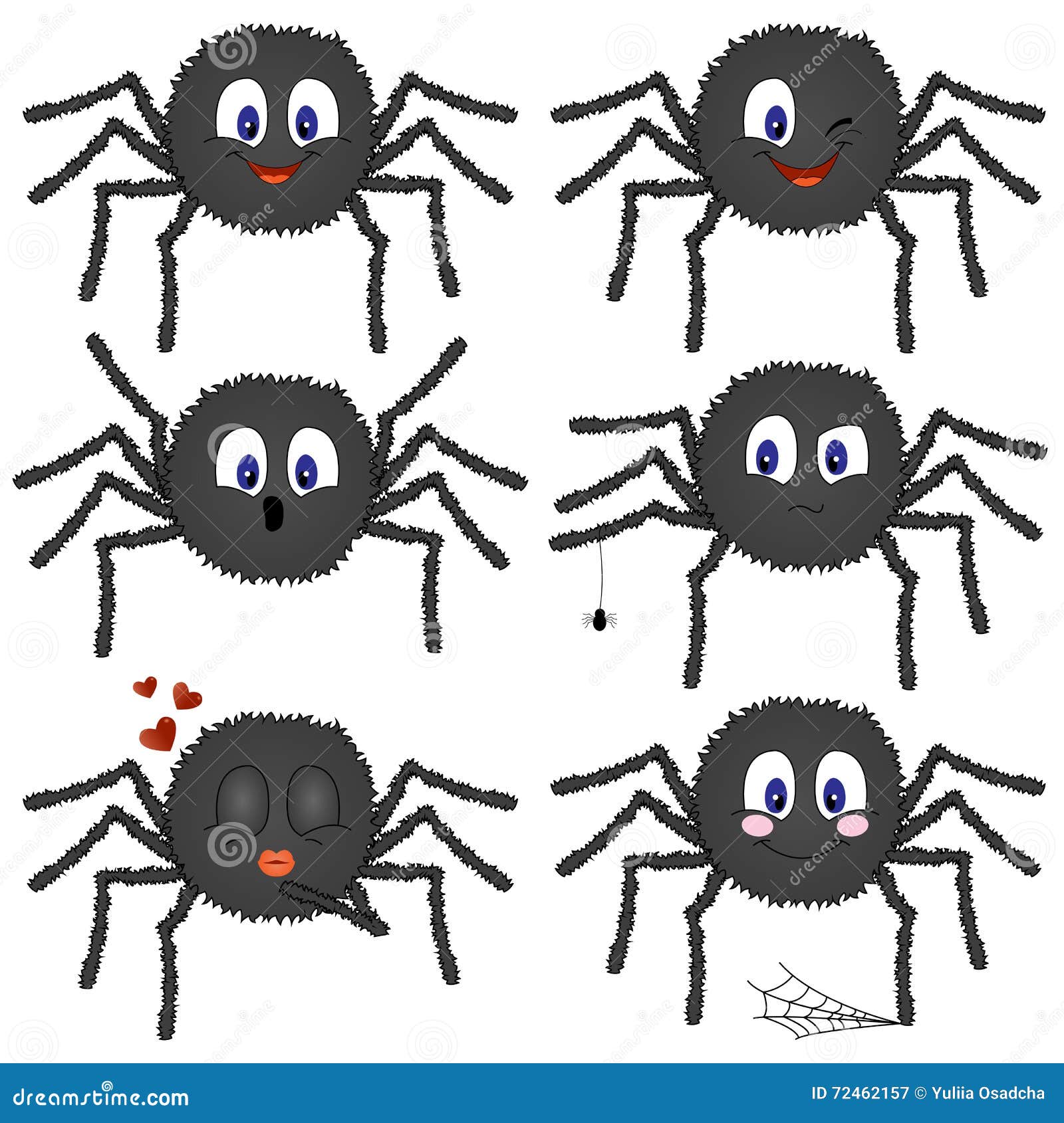Icons Set of Smiley Spiders. Stock Vector - Illustration of fantasy ...