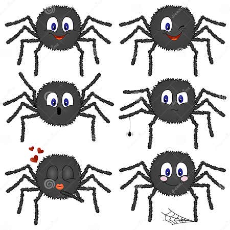 Icons Set of Smiley Spiders. Stock Vector - Illustration of fantasy ...