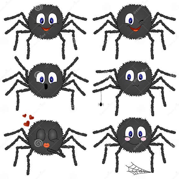 Icons Set of Smiley Spiders. Stock Vector - Illustration of fantasy ...
