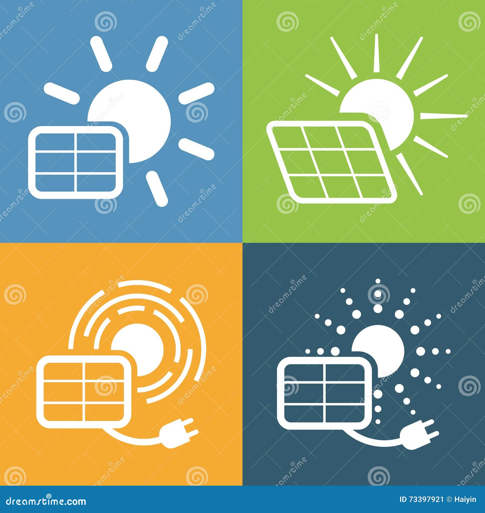 Icons set for solar panel stock vector. Illustration of pictogram ...