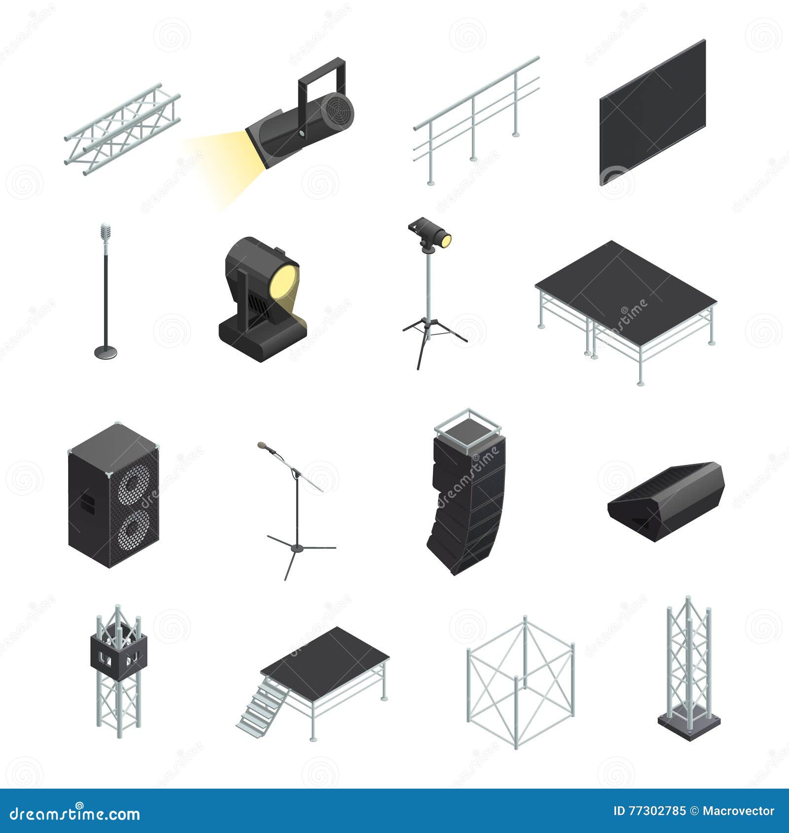 Icons Set of Stage Elements Stock Vector - Illustration of design ...