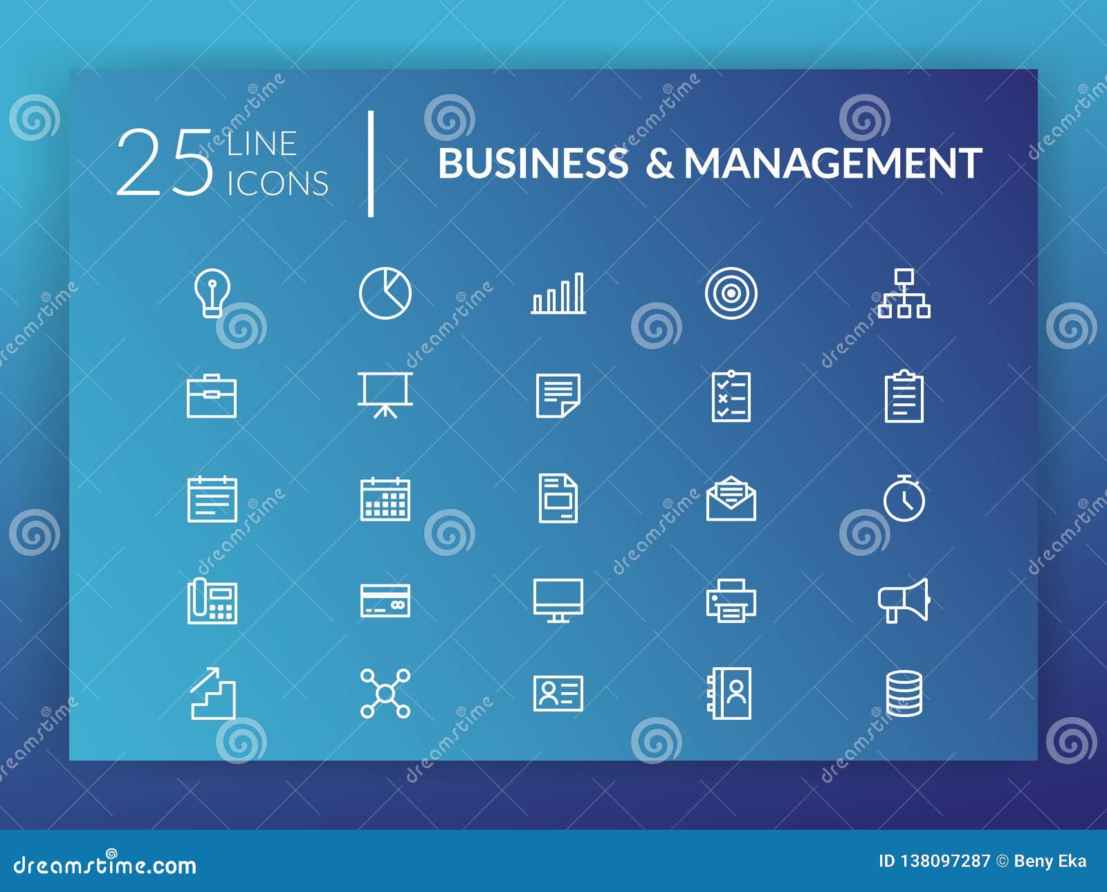 Line Icon Set for Business and Management Stock Vector - Illustration ...