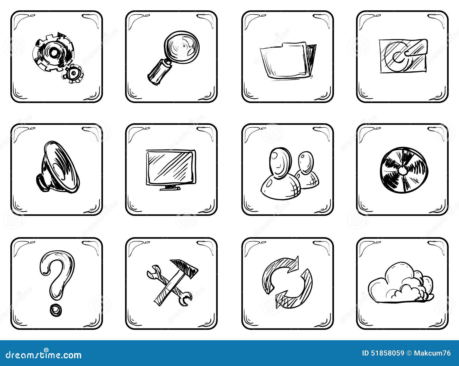 Icons Set stock vector. Illustration of people, computer - 51858059
