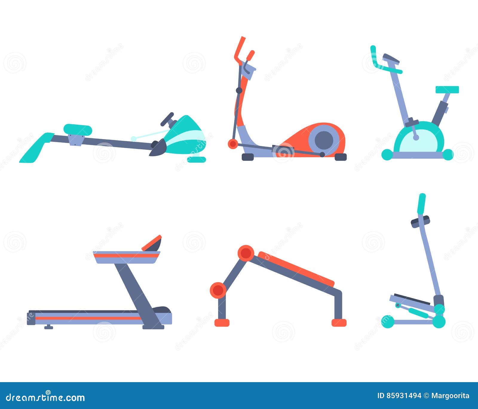 Icons Set Training Equipment Stock Vector - Illustration of machine ...
