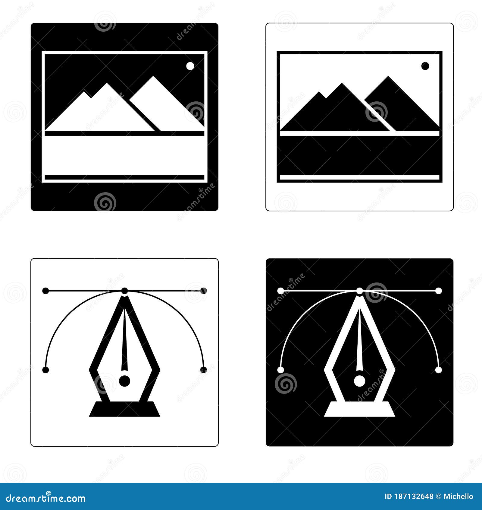 Icons Set Vector Vs Raster. Icons for Representing Files with Vector ...