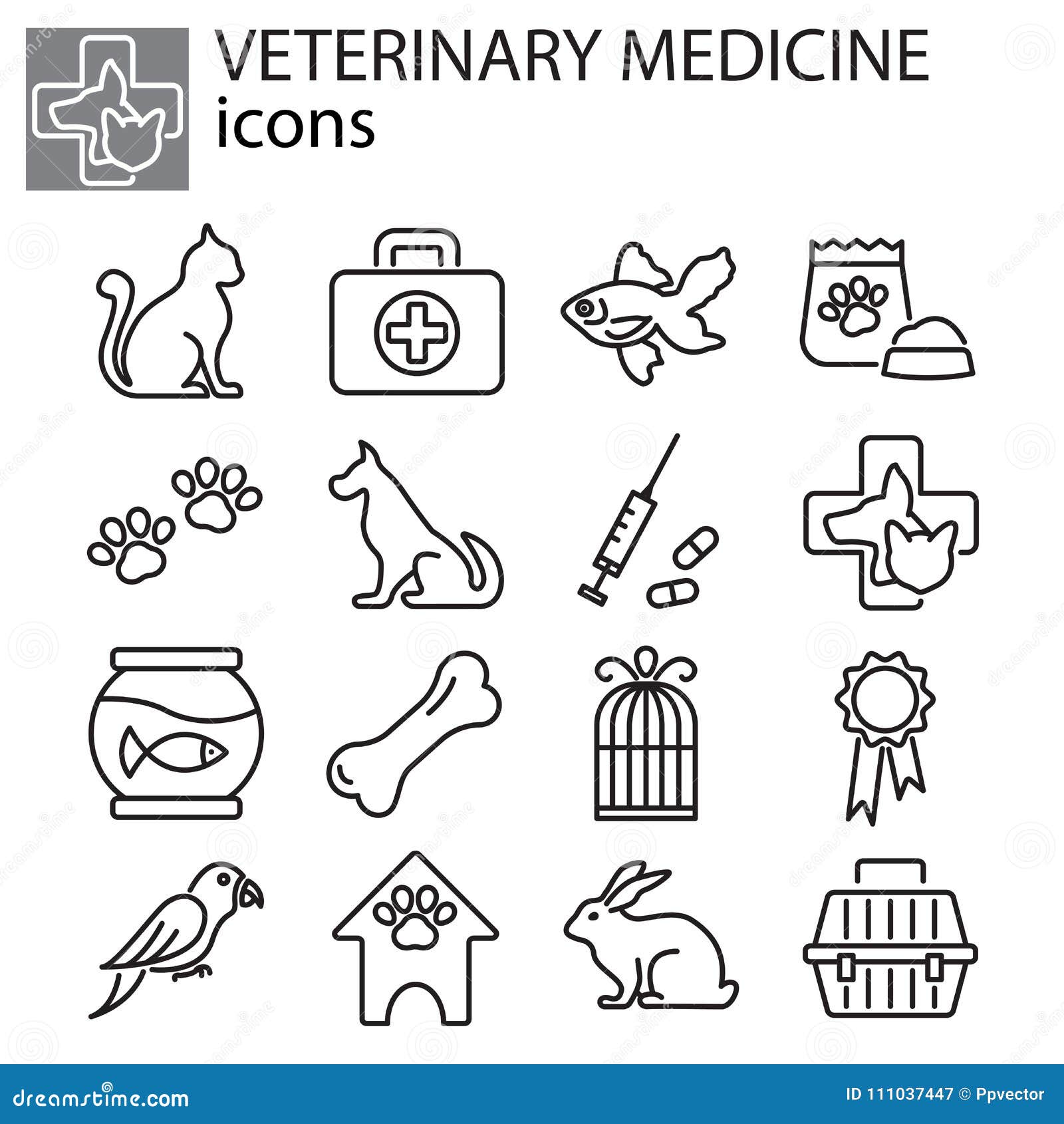 Icons Set - Veterinary Medicine Stock Vector - Illustration of pets ...