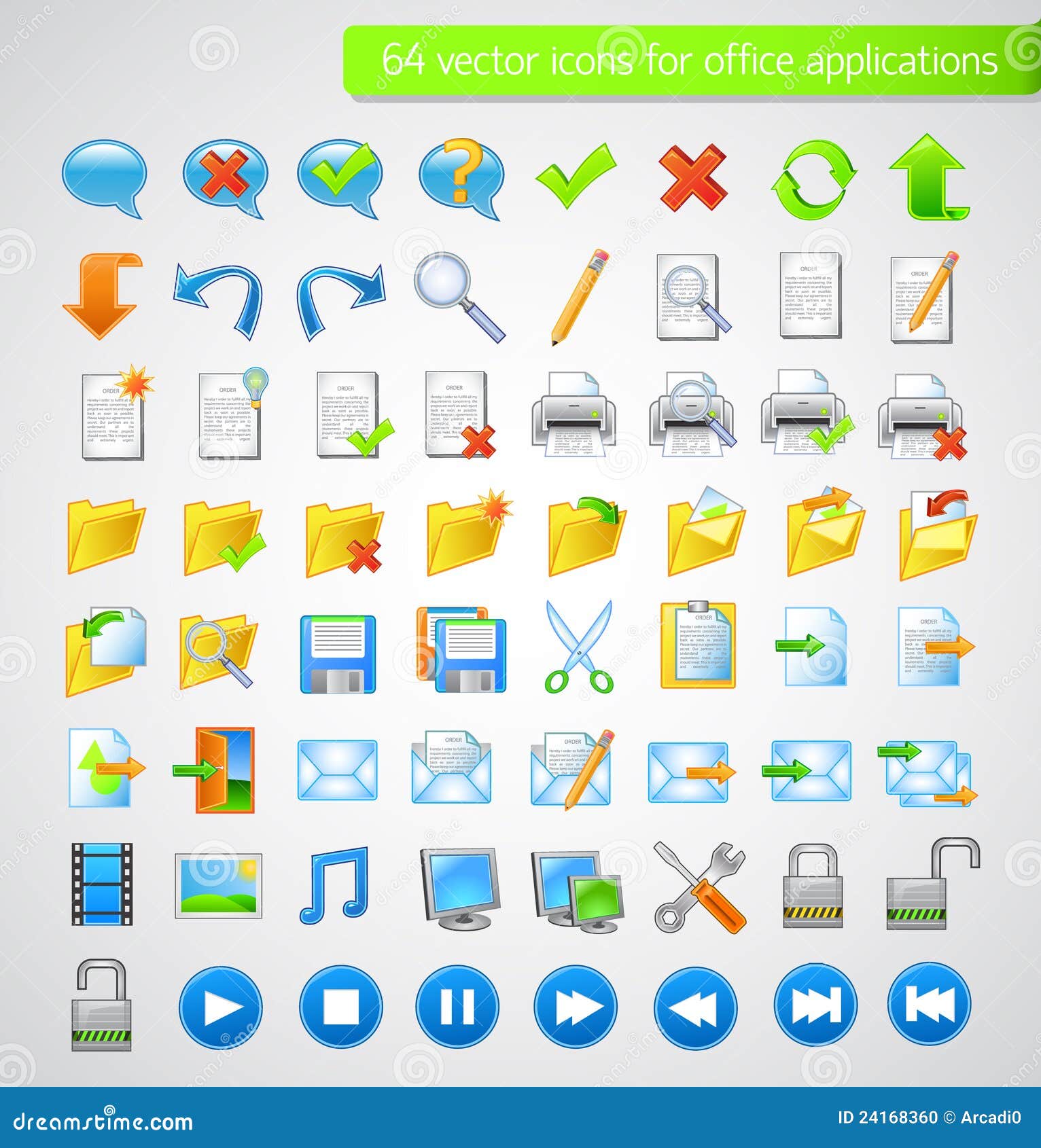 Icons Set for Web Applications, Office Icons Stock Vector ...