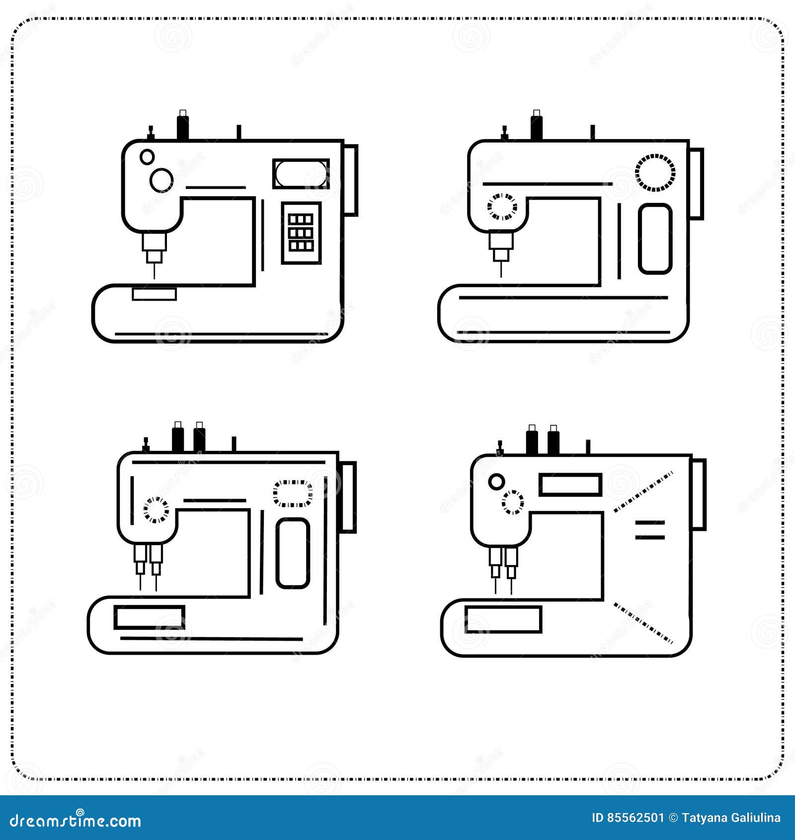 Set Of Icons With Sewing And Tailoring Symbols. Cartoon Vector ...