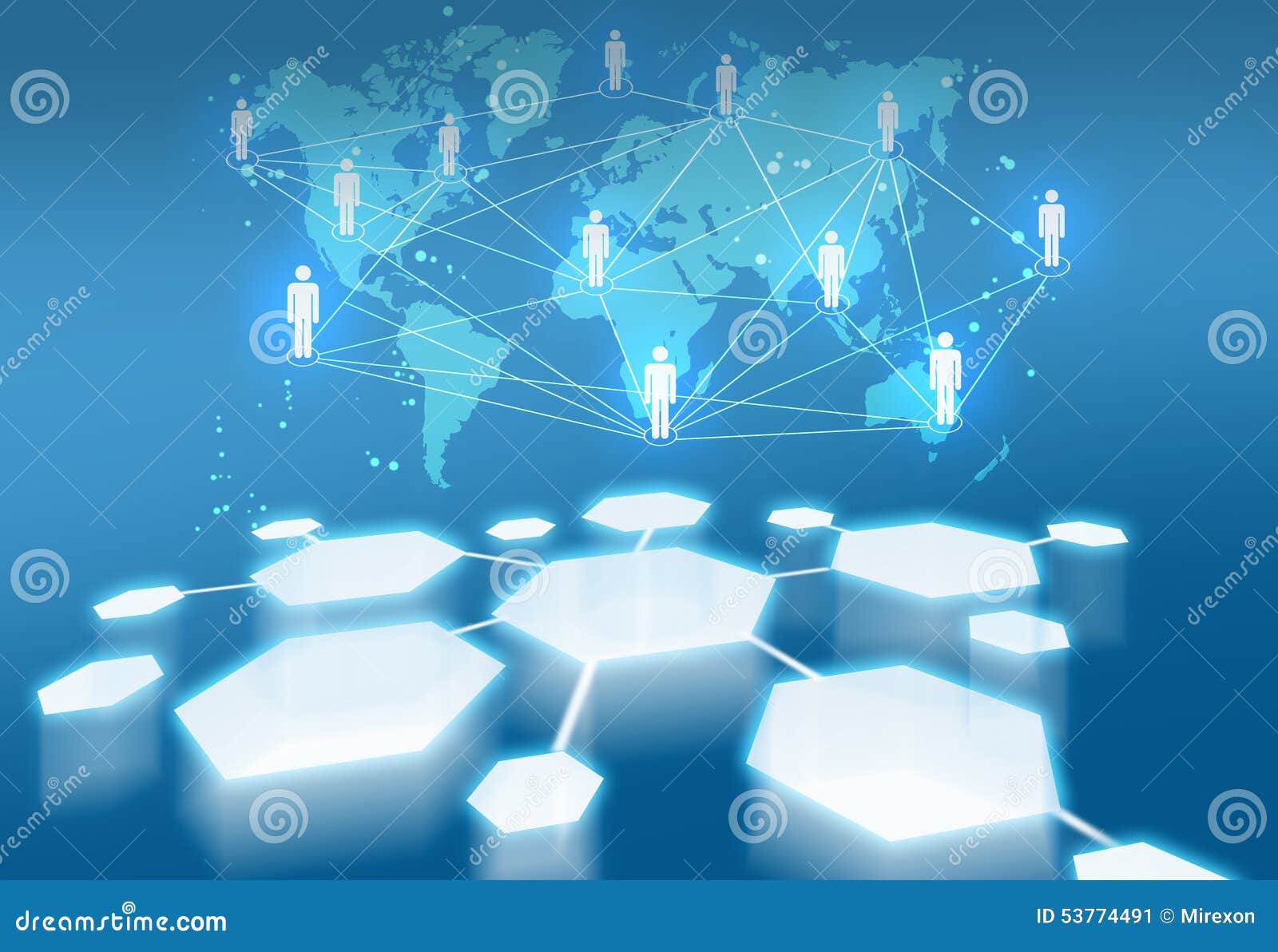Icons of Silhouettes People and Hexagonal Shape Stock Illustration ...