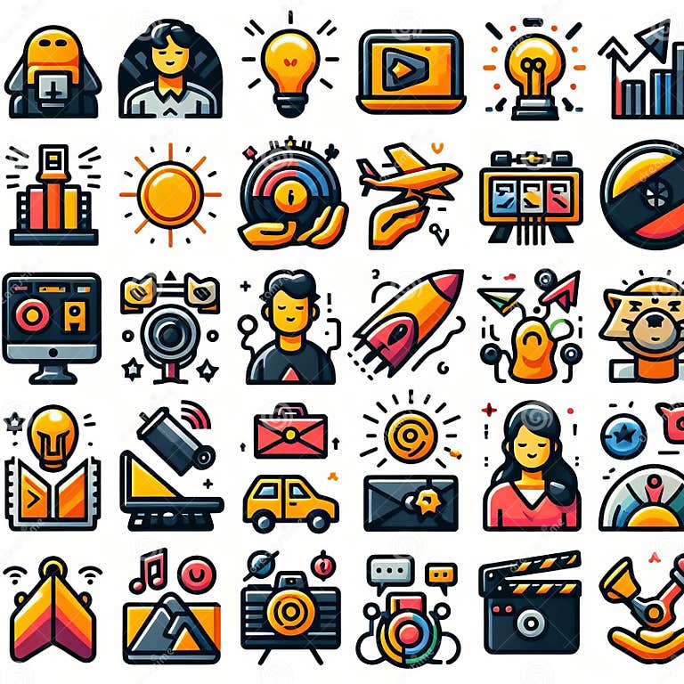 Icons Simplified Graphical Representations of Objects, Action Stock ...