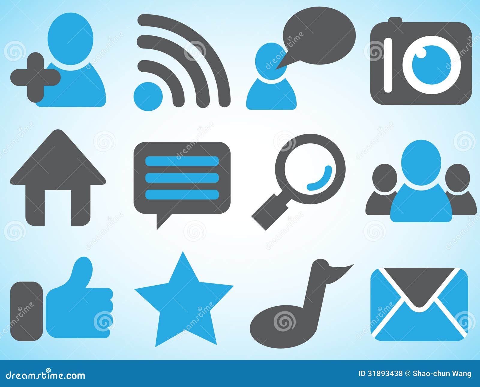 Icons of social network stock vector. Illustration of email - 31893438