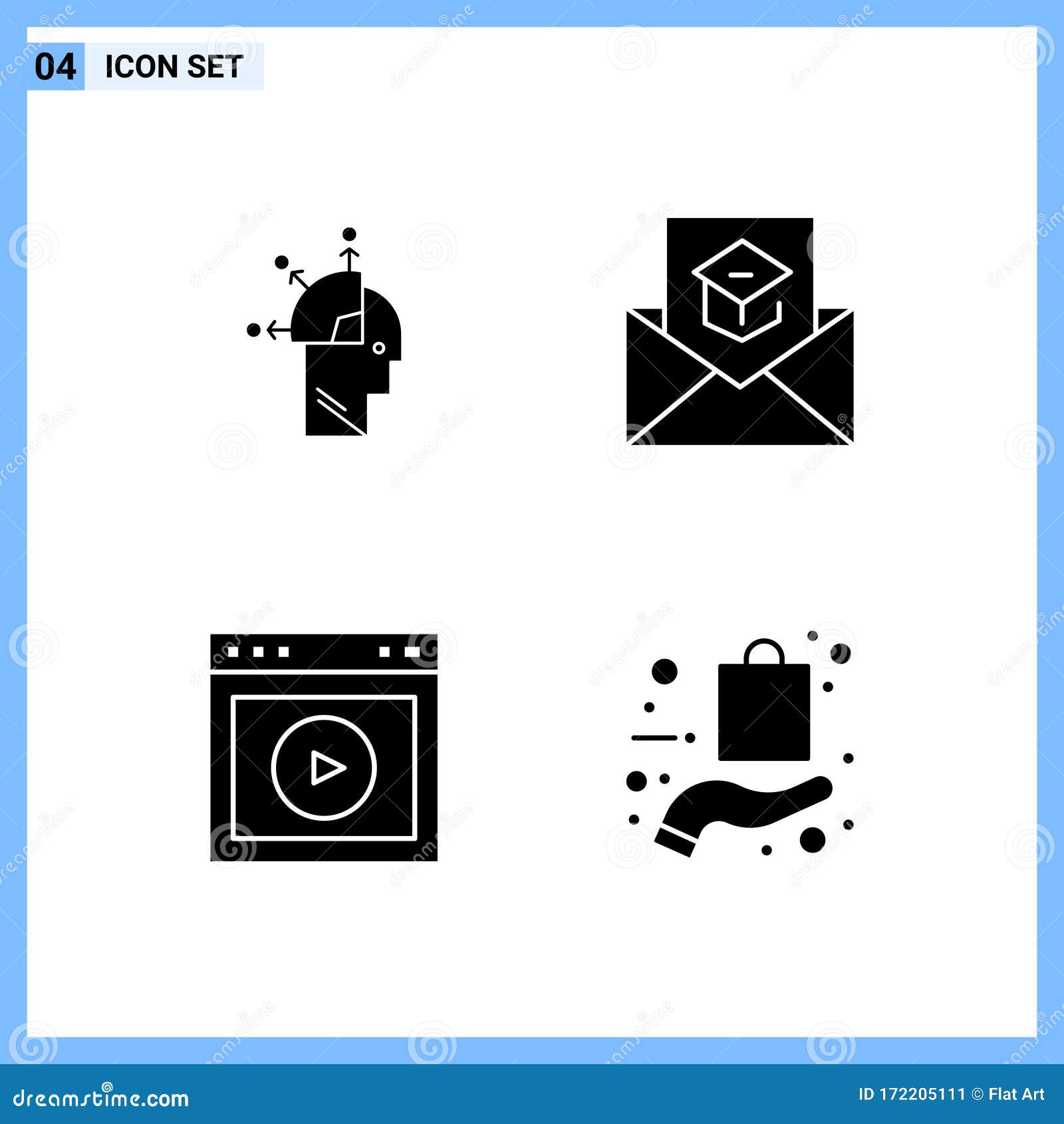4 Icons. Solid Style Creative Glyph Symbols Stock Vector - Illustration ...